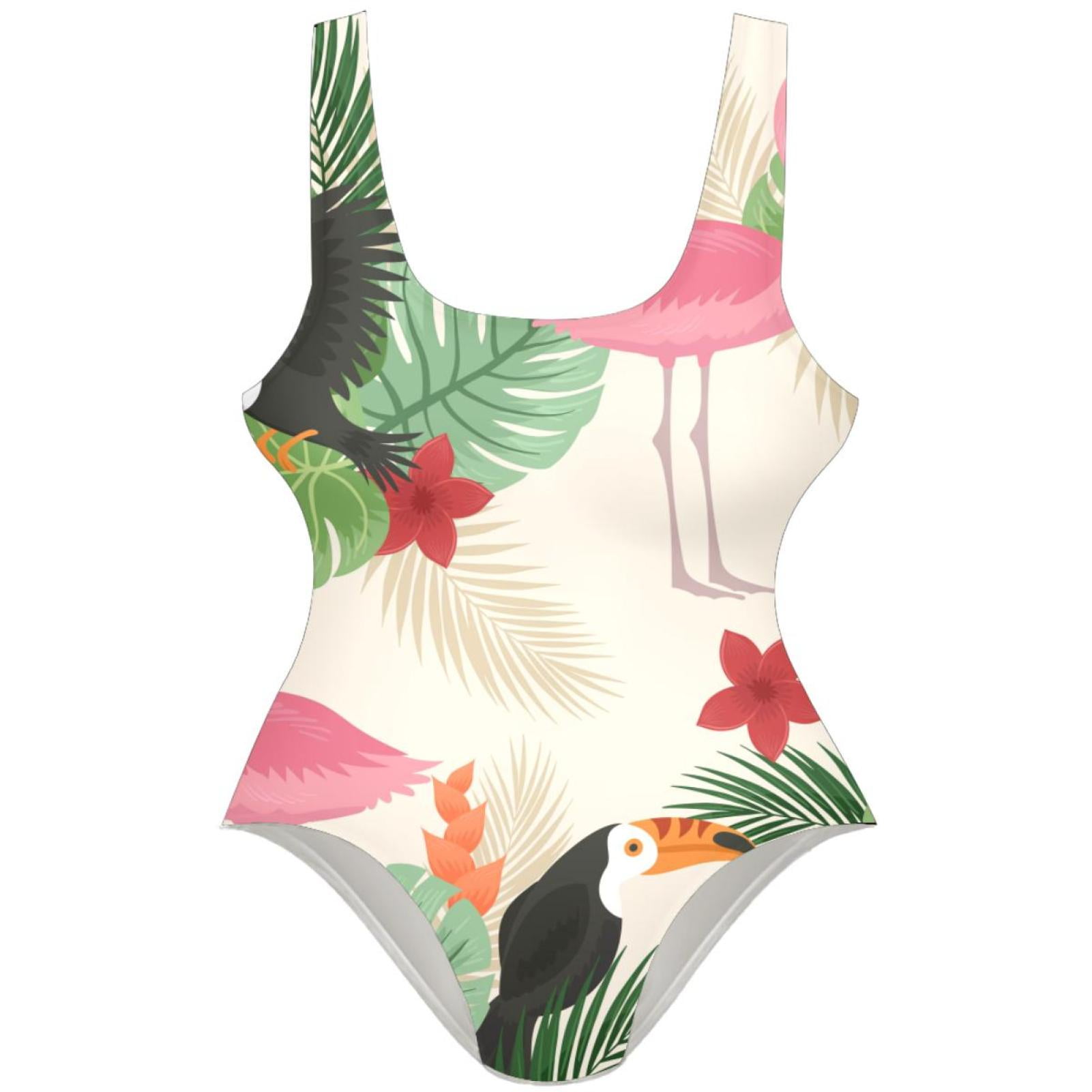 Ownsummer Tropical Leaves Birds Background Pattern Stylish One Piece