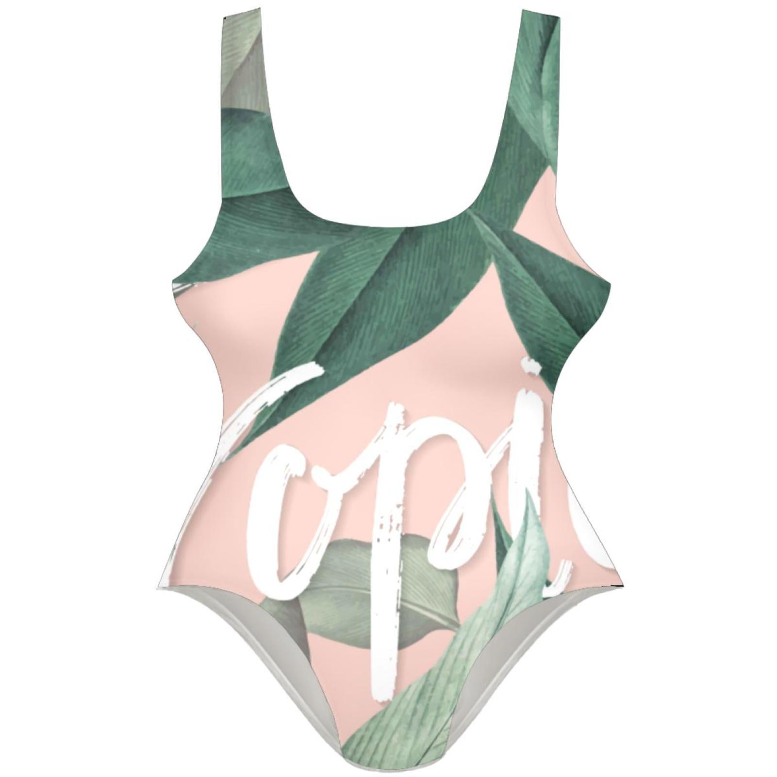 Ownsummer Tropical Leaves Pattern Stylish One Piece Swimsuit For Women