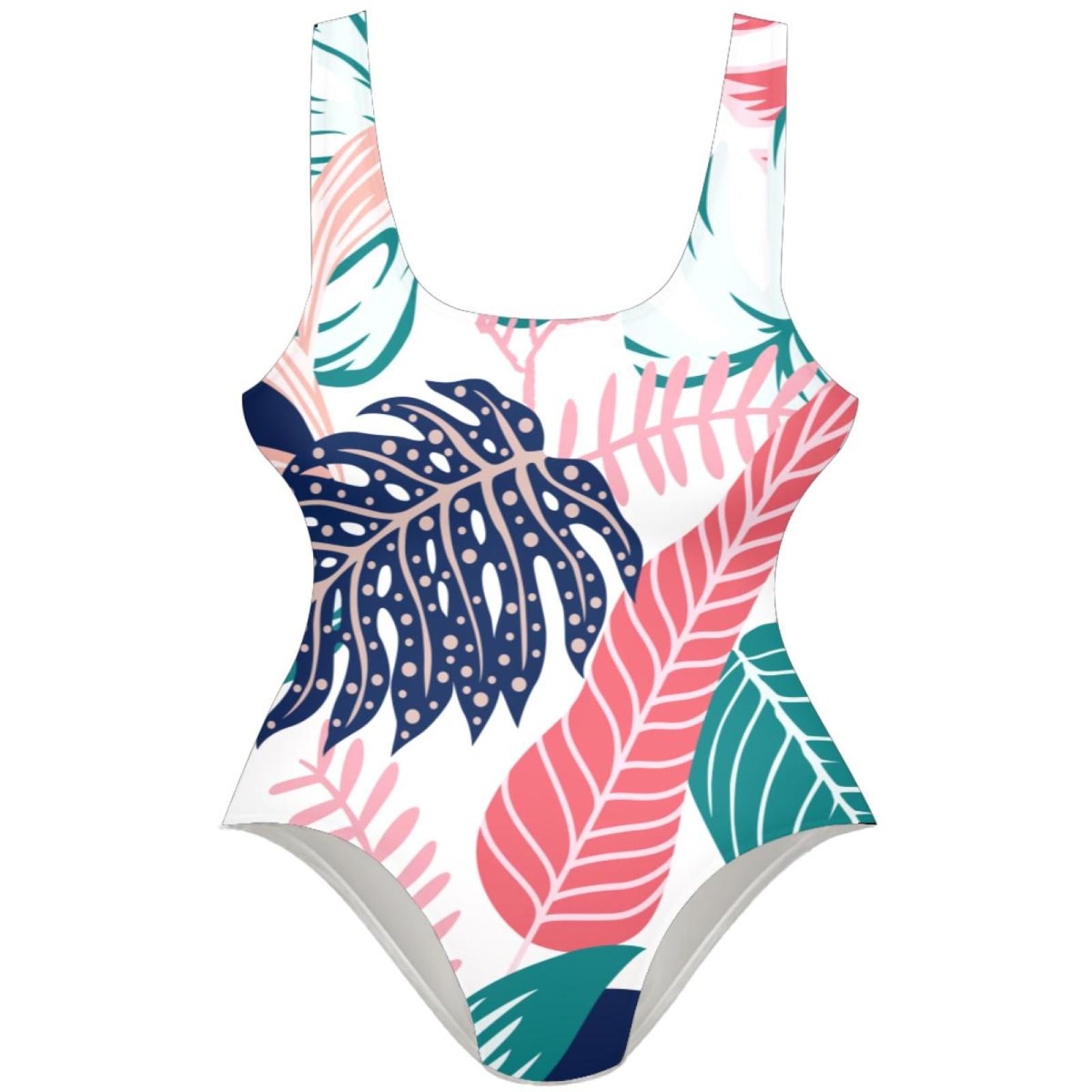 Ownsummer Tropical Plant Leaves Colorful Pattern Stylish One Piece