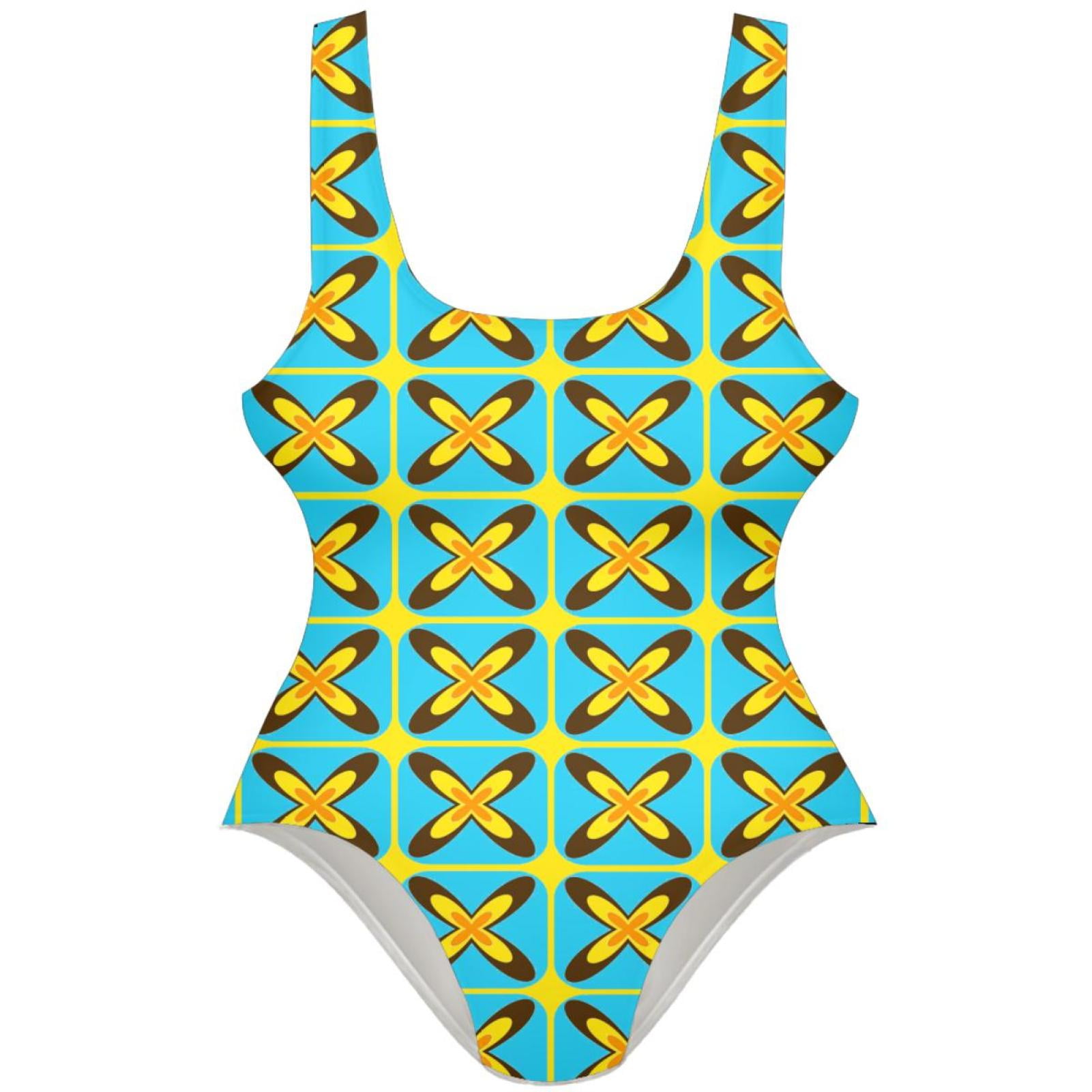 Ownsummer Vintage Retro Geometric Print Pattern Stylish One Piece