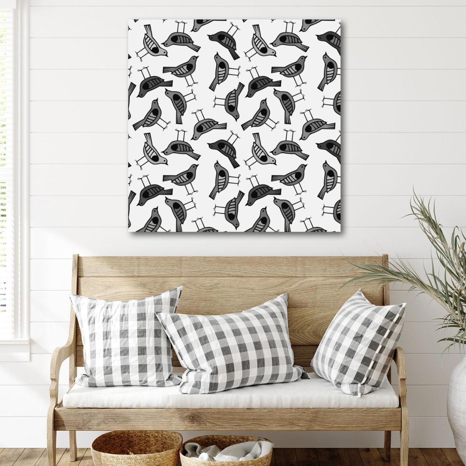 OWNTA Bird Hand Drawn with Dark Color Pattern Canvas Wall Art Paintings ...