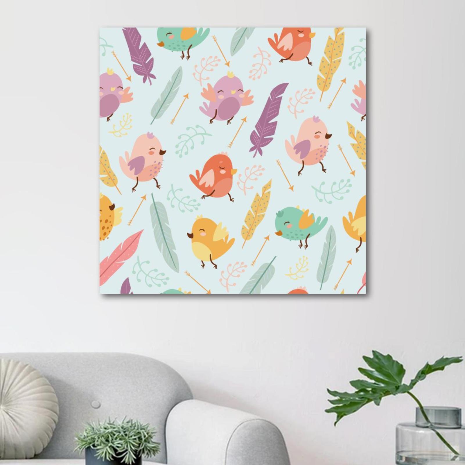 OWNTA Birds & Feathers Pattern Canvas Wall Art Paintings for Living ...