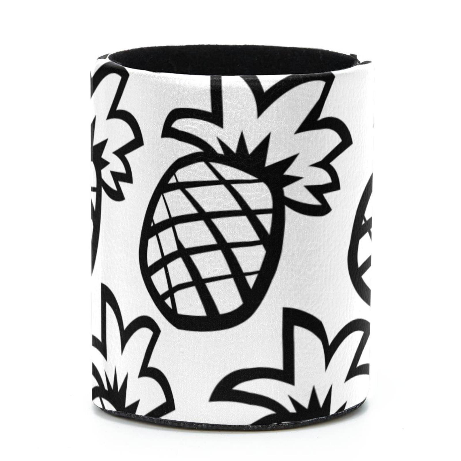 Ownta Black White Pineapple Fruit Pattern Pvc Leather Cylinder Pen
