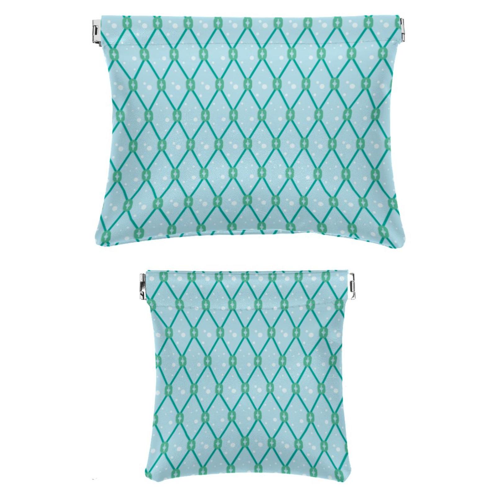 OWNTA Blue Fish Net Pattern Portable 2-Pack PU Leather Makeup Bag Set ...