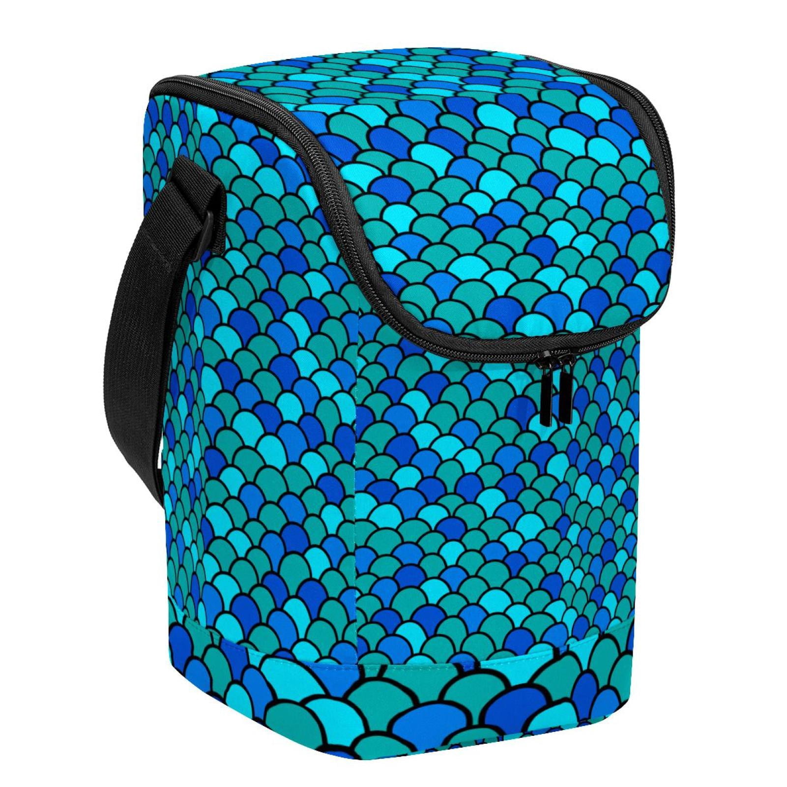 OWNTA Blue Green Mermaid Fish Scale Pattern Tote Lunch Bag with ...