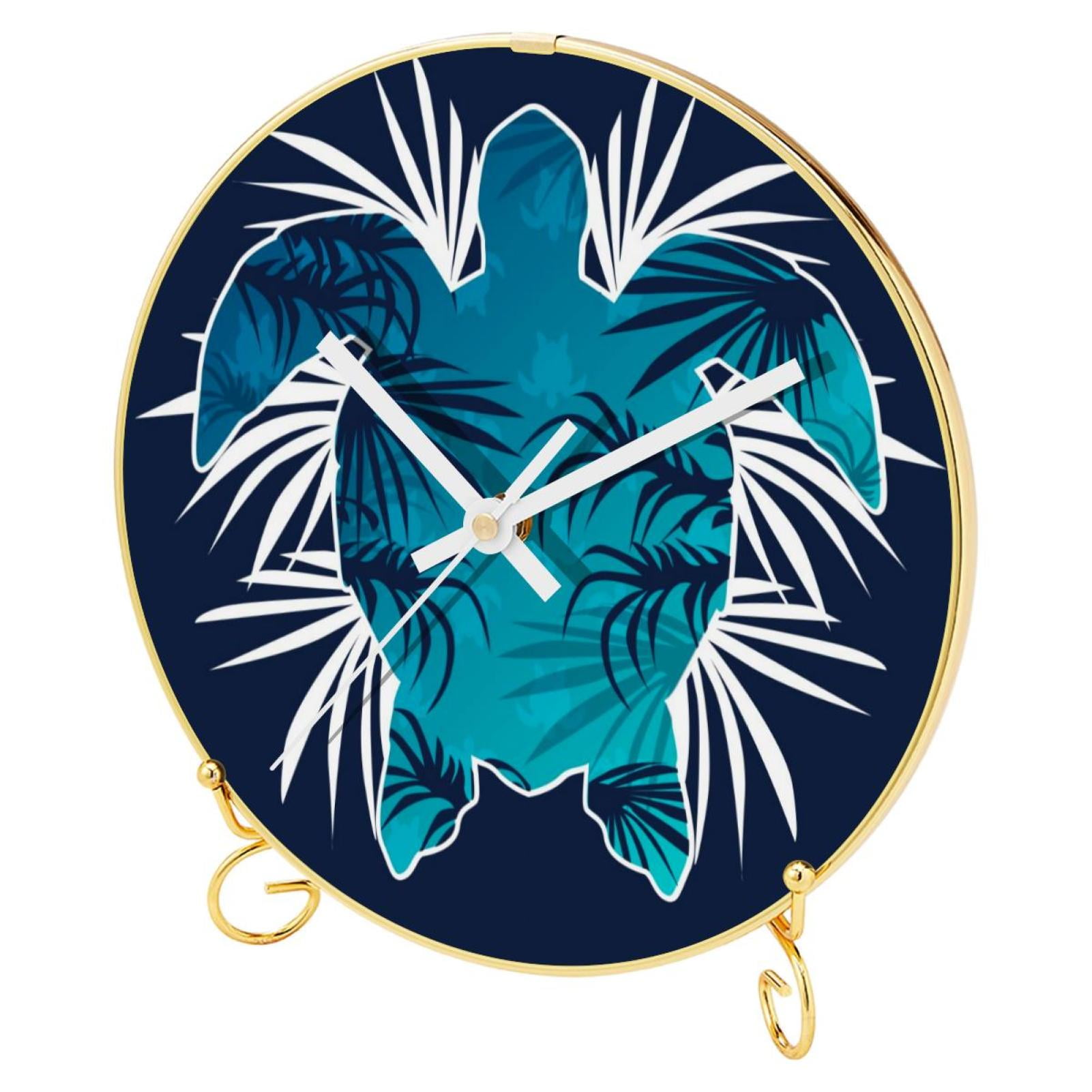 Ownta Blue Summer Tropical Tortoise Pattern Round Printed Wall Clocks