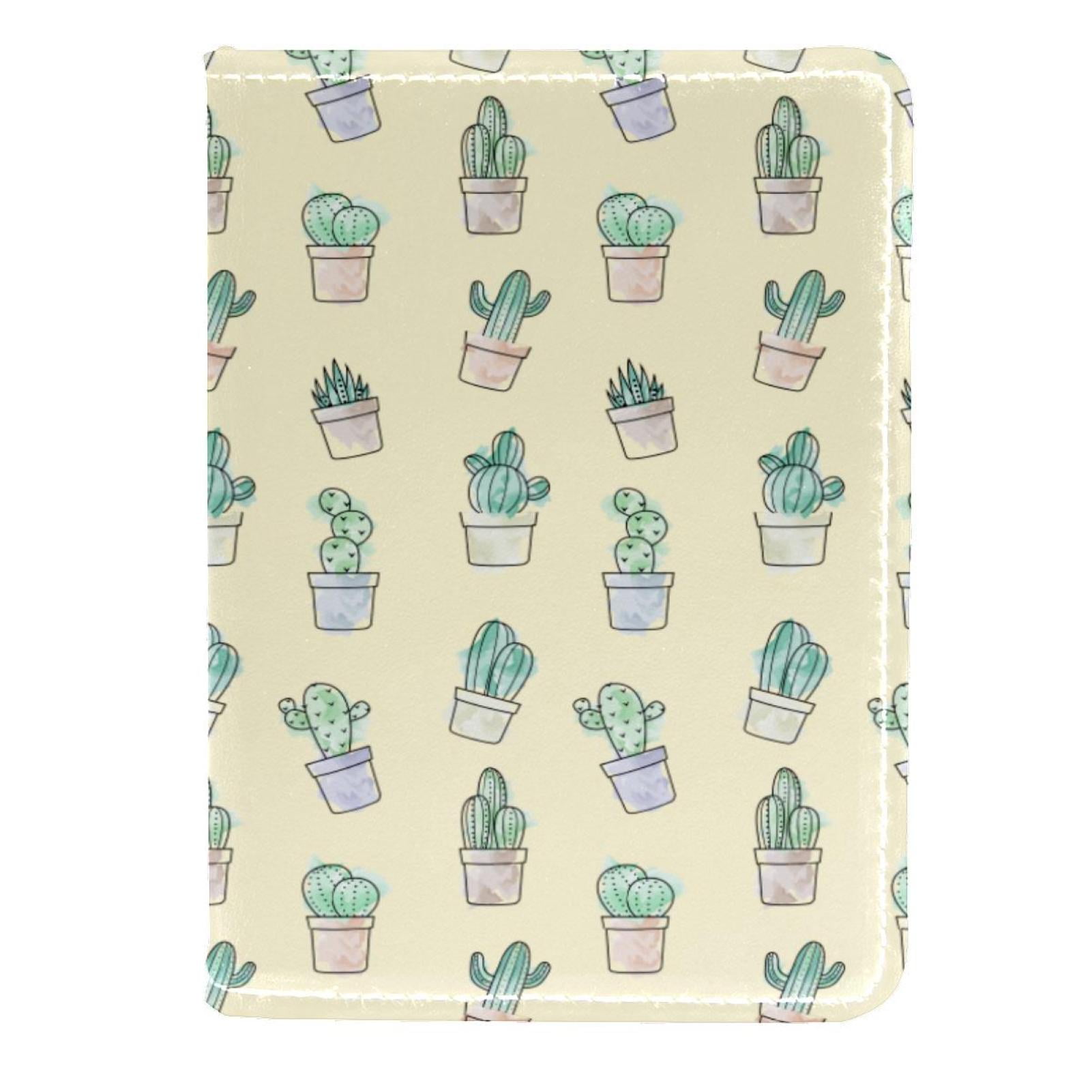 Ownta Cacti Yellow Background Pattern Pu Leather Passport Wallet 4
