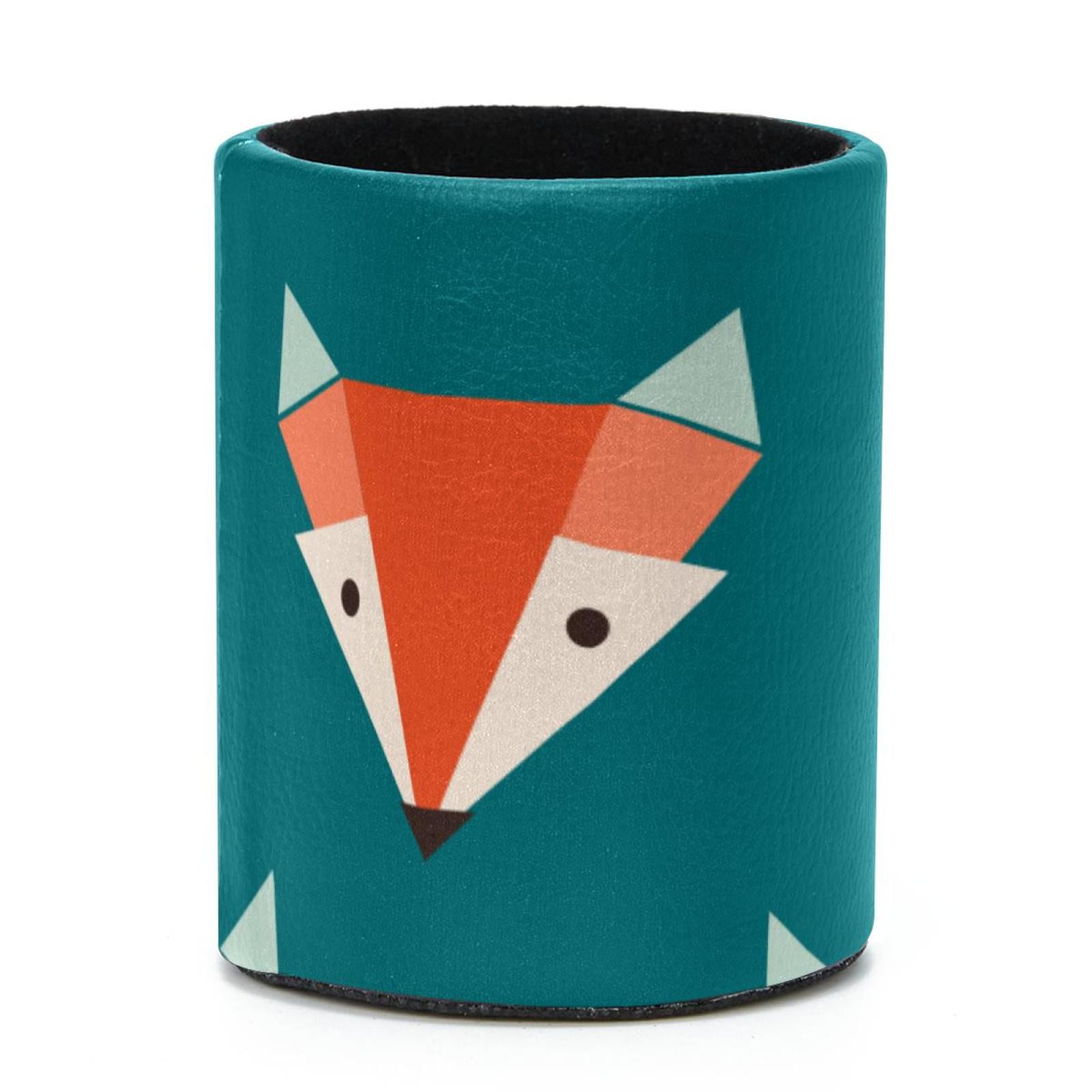 Ownta Cartoon Foxes Head Pattern Pvc Leather Cylinder Pen Holder