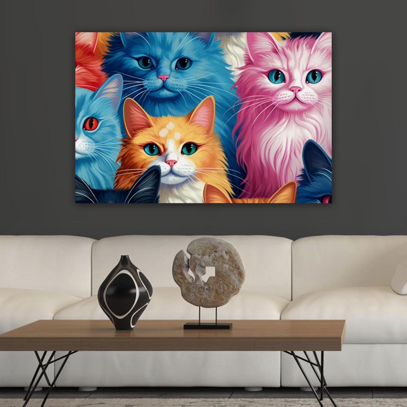 OWNTA Cats Pattern Canvas Wall Art Paintings for Living Room - Canvas ...