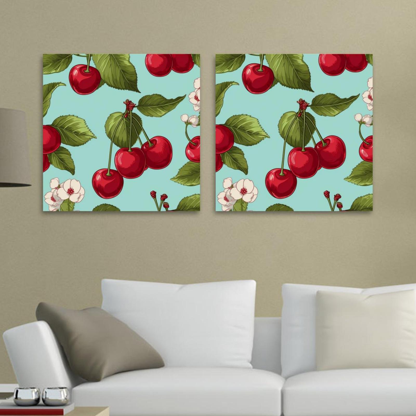 OWNTA Cherry Pattern 2PC Canvas Wall Art Paintings for Living Room ...