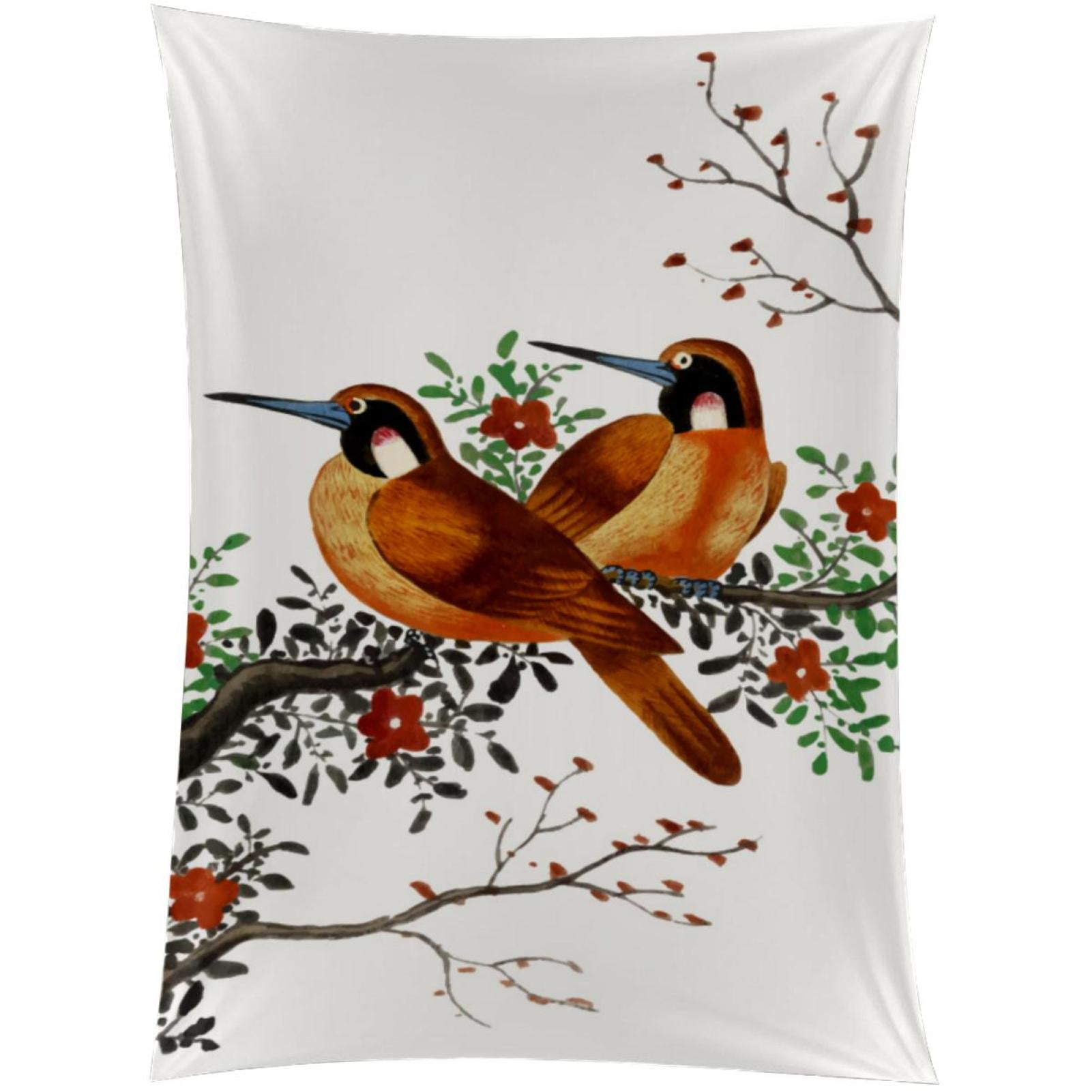 OWNTA Chinese Painting Featuring Two Birds on a Flowering Tree Branch ...