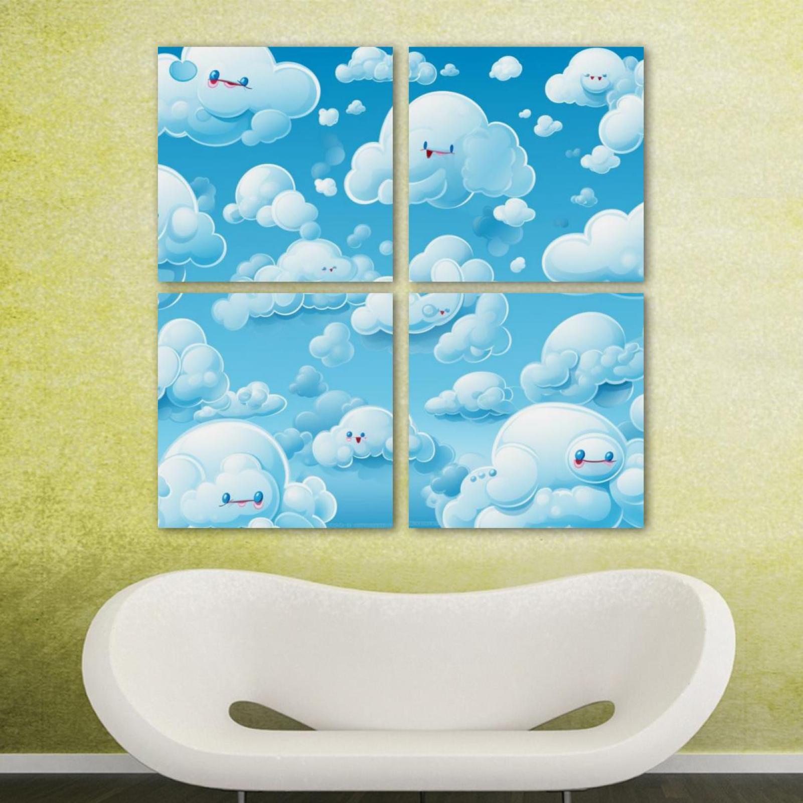 OWNTA Clouds Pattern 4PC Canvas Wall Art Paintings for Living Room ...