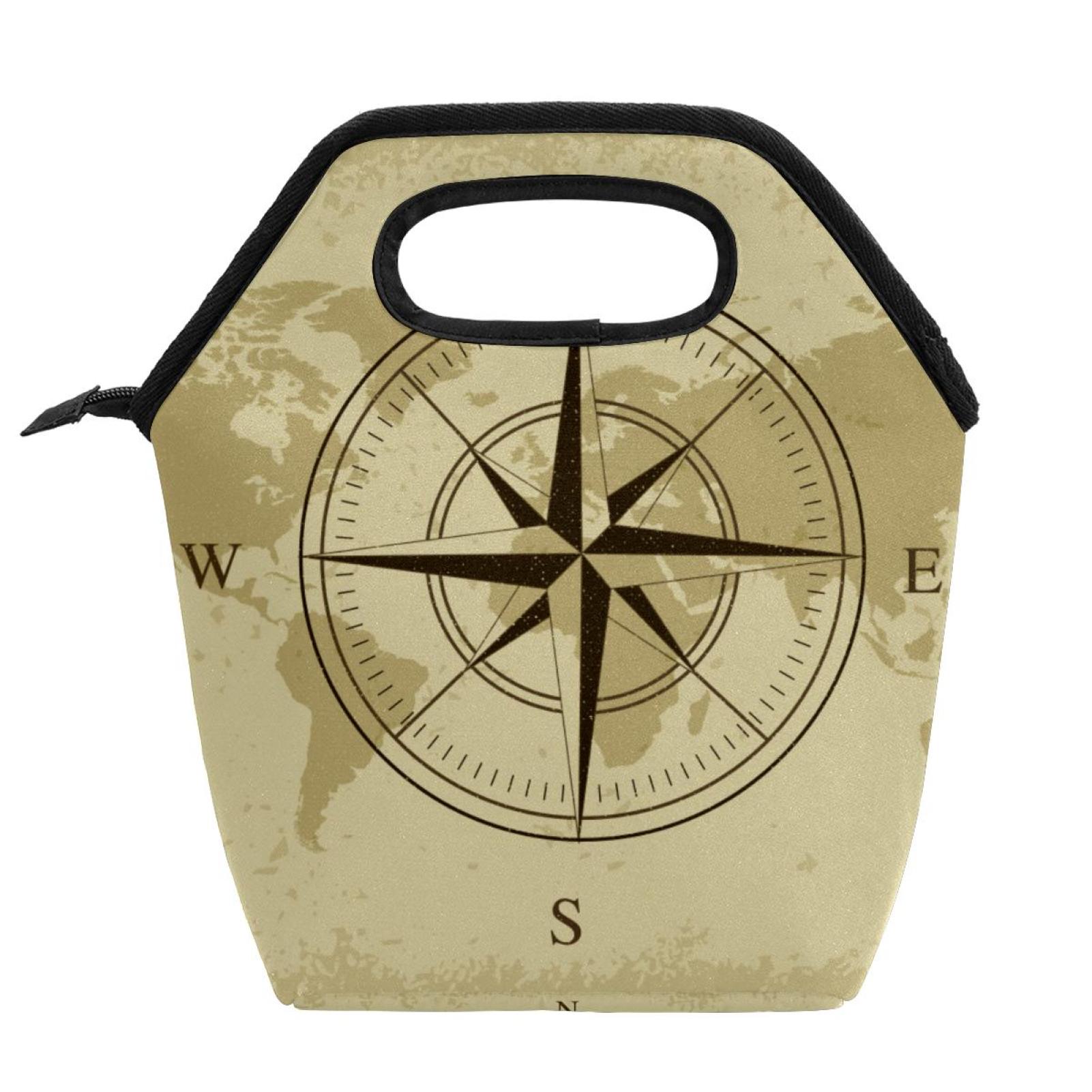 OWNTA Compass Nautical Map Pattern Meal Bag: Lightweight, Large ...