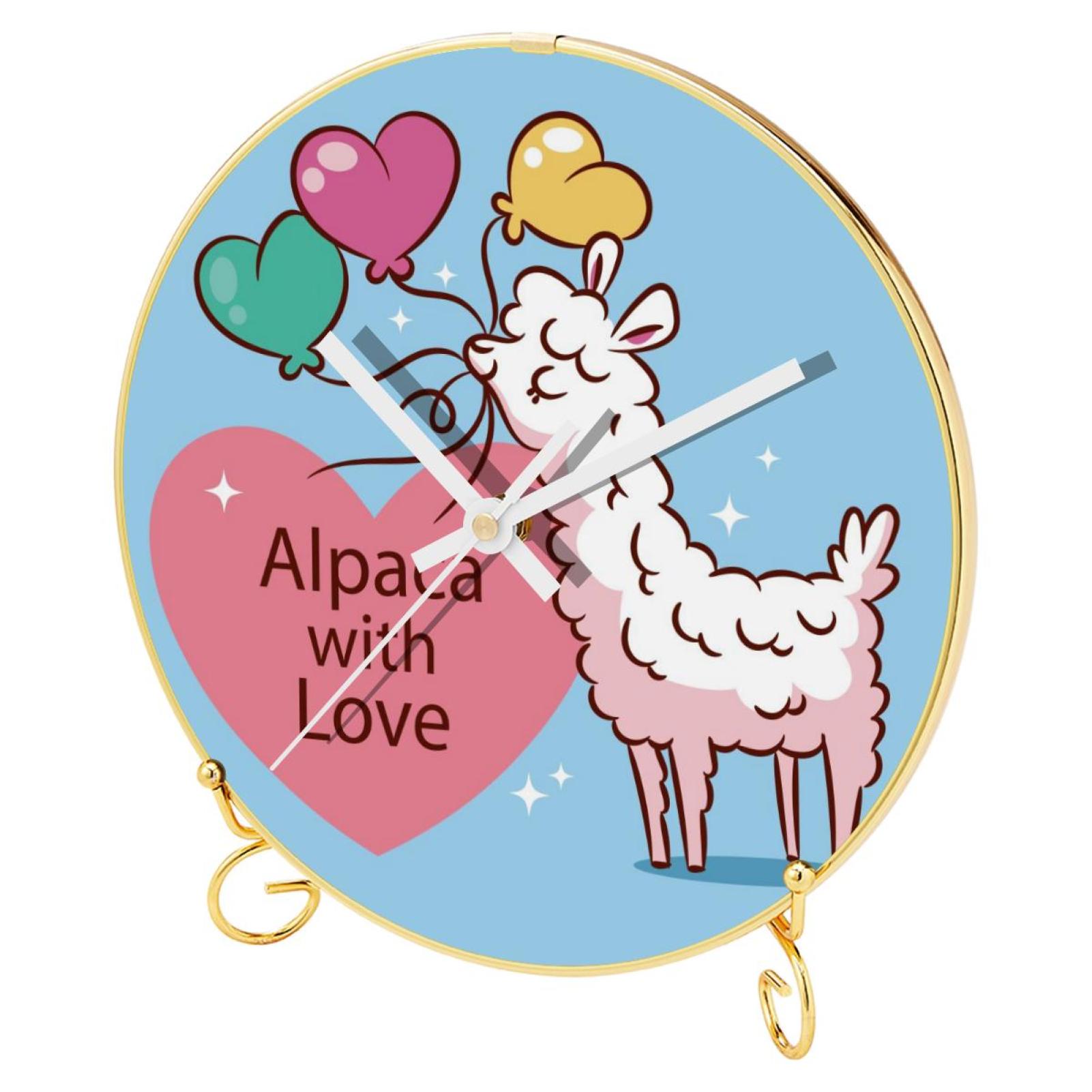 OWNTA Cute Alpaca Love Balloon Blue Background Pattern Round Printed ...