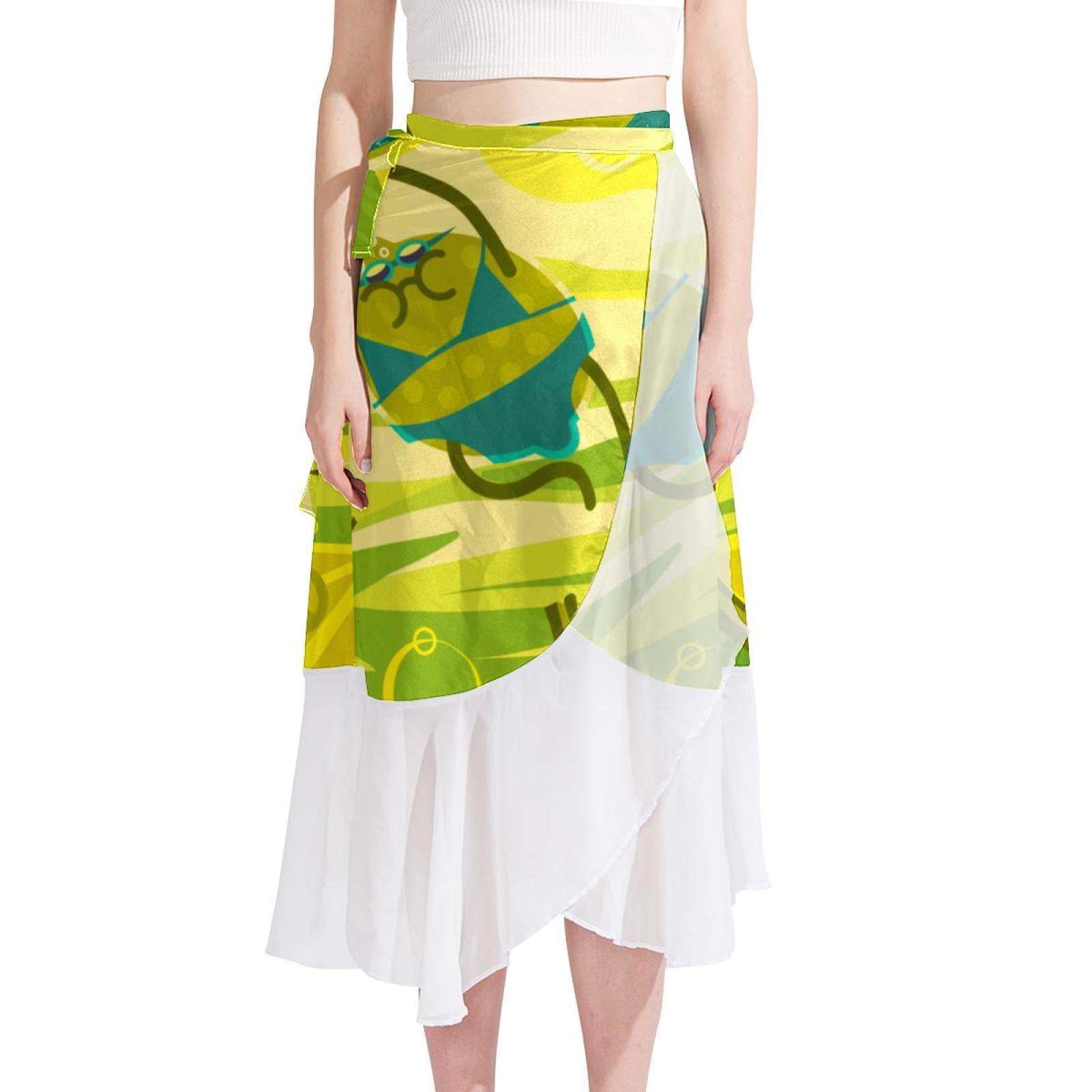 OWNTA Cute Lemon Pattern Stunning Chiffon Beach Skirts: Women's Breathable and Stylish Summer ...