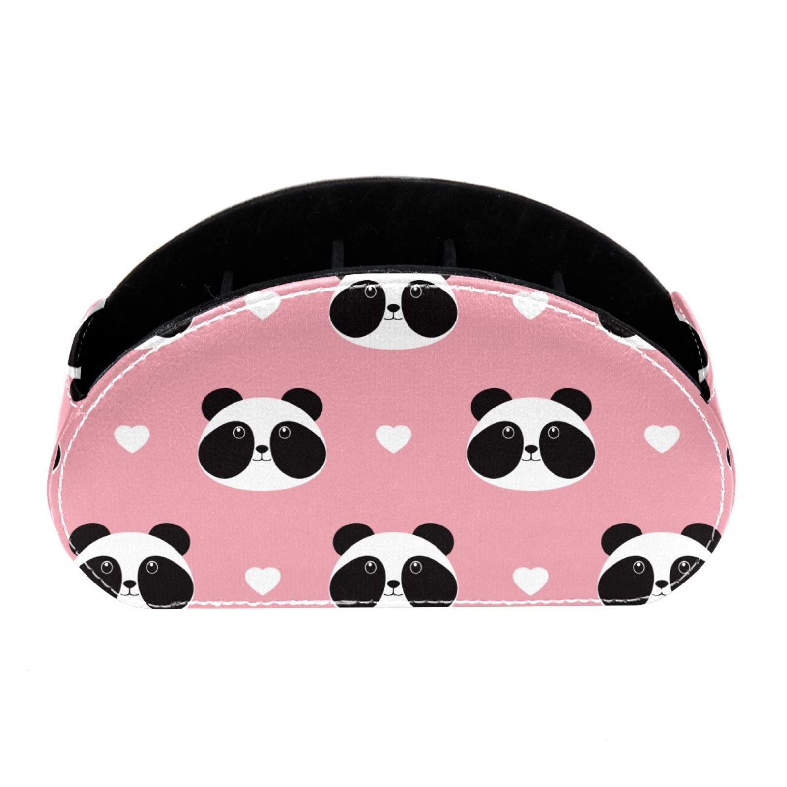 Ownta Cute Pink Panda With Hearts Pattern Pattern Pvc Leather Brush