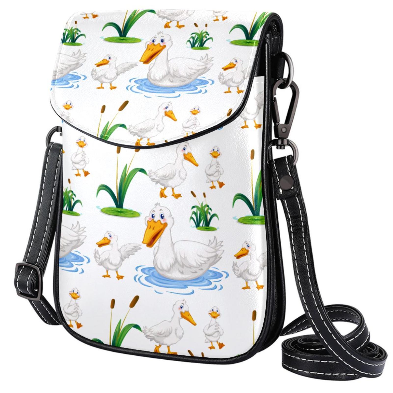 OWNTA Cute White Duck in the Pond Pattern Diagonal Leather Phone Bag ...