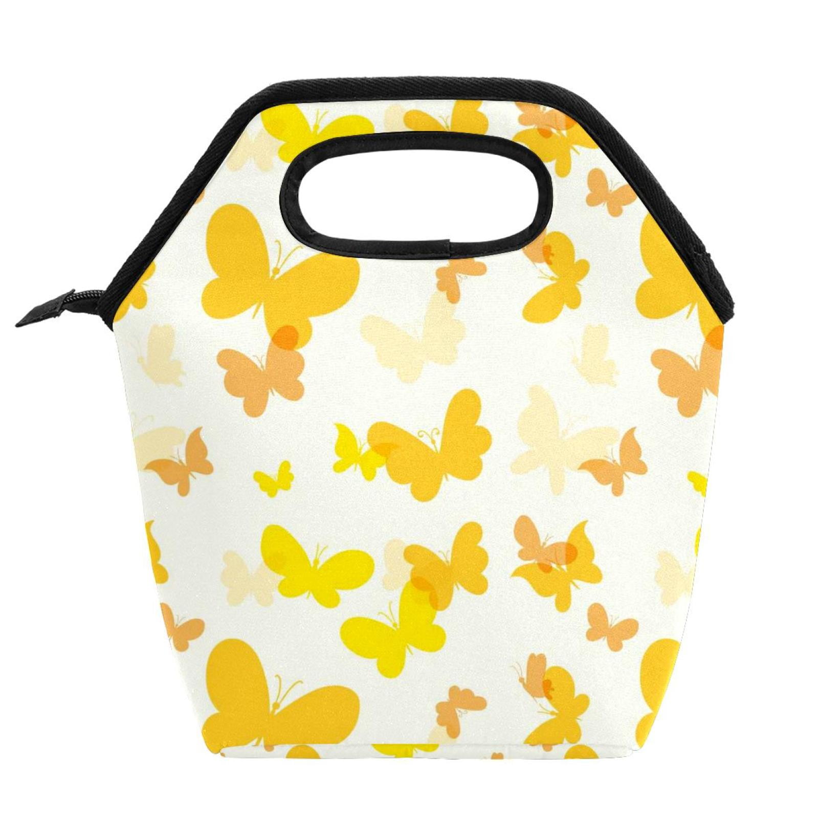 Ownta Cute Yellow Butterflies Pattern Meal Bag Lightweight Large