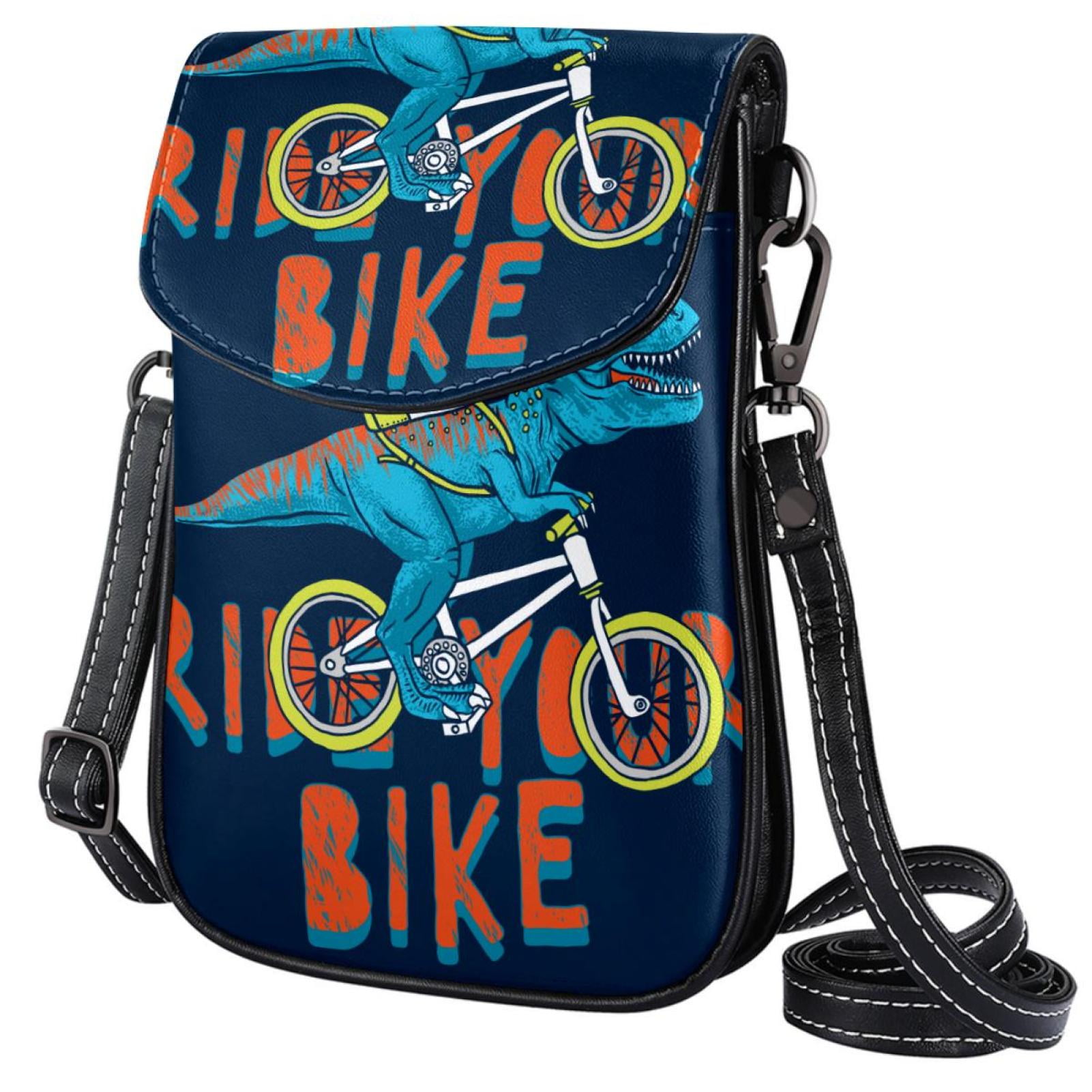 OWNTA Dinosaur Bike Pattern Diagonal Leather Phone Bag - Compact Wallet for Stylish Organization ...