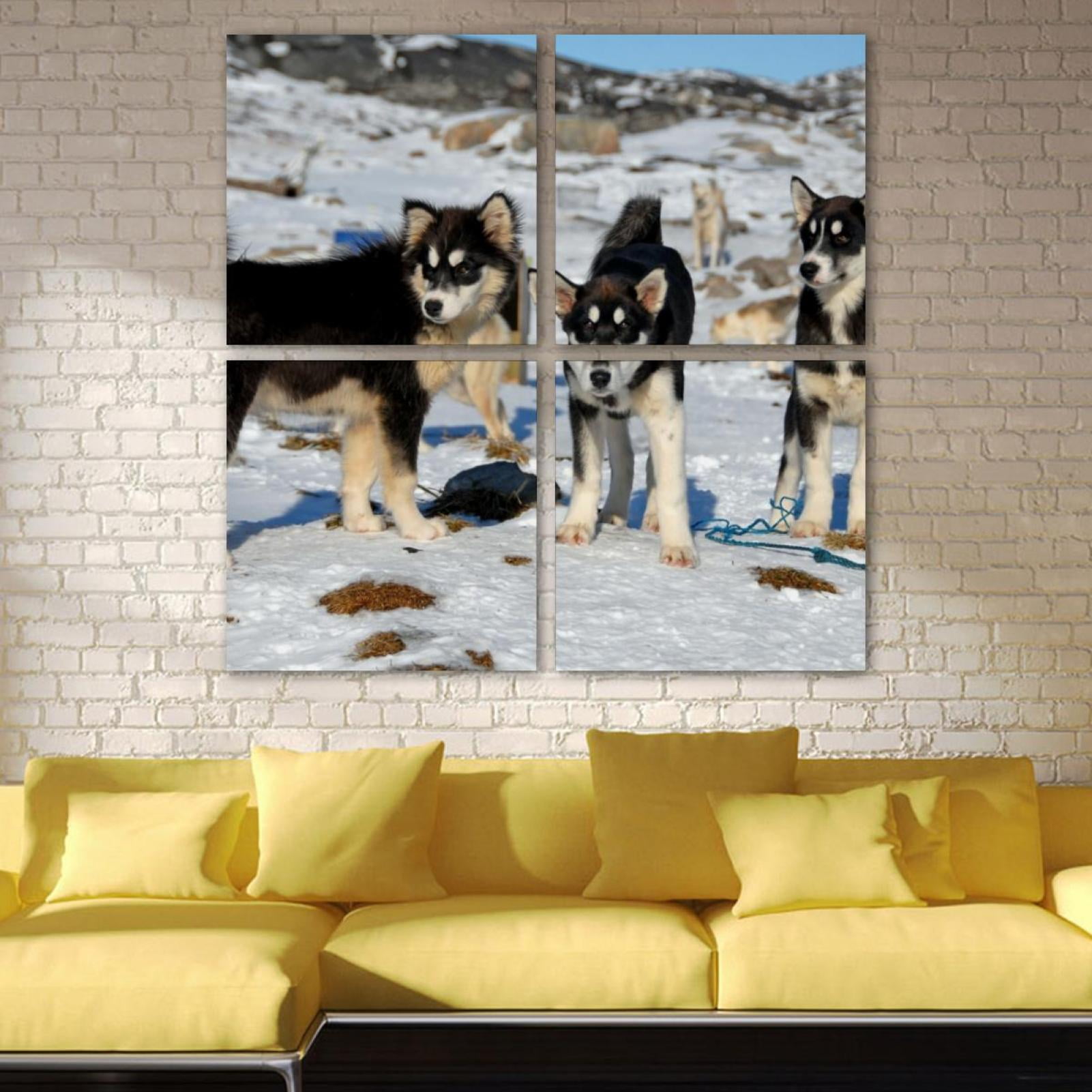 OWNTA Dog Pattern Pattern 4PC Frameless Canvas Wall Art Paintings for ...