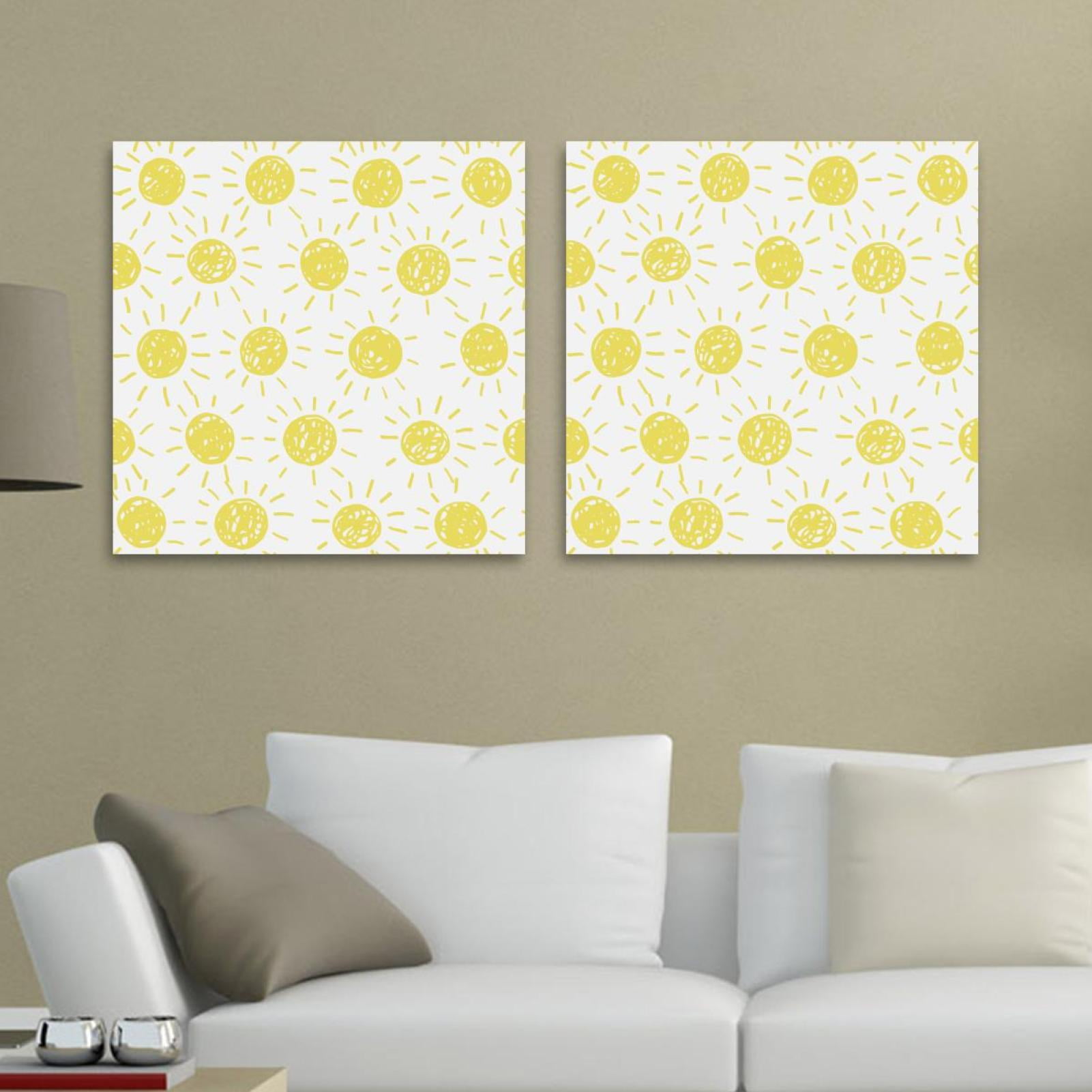 OWNTA Doodle Suns Pattern 2PC Canvas Wall Art Paintings for Living Room ...
