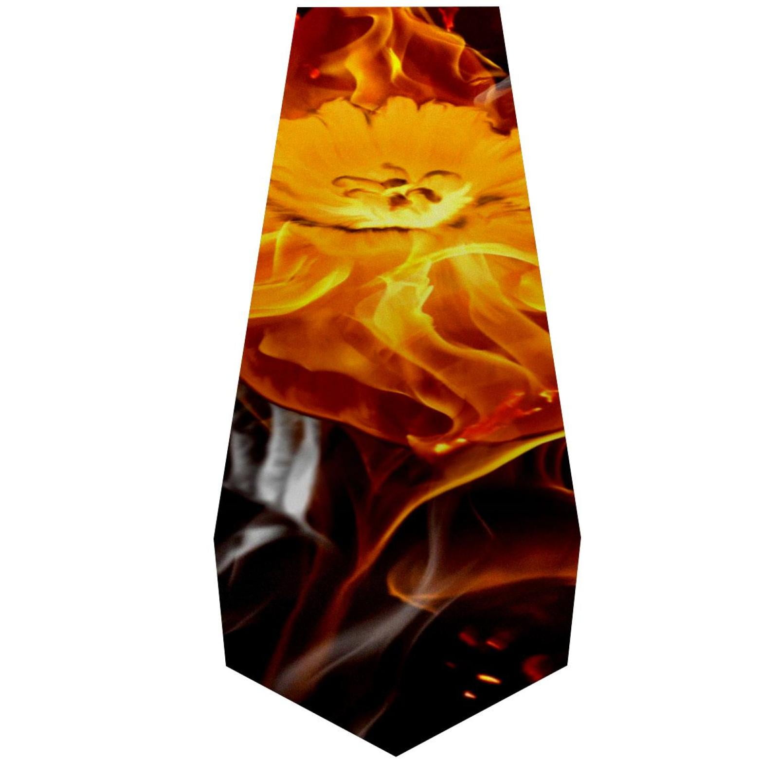 OWNTA Fire Burning Flower Pattern Elegant Polyester Table Runner ...