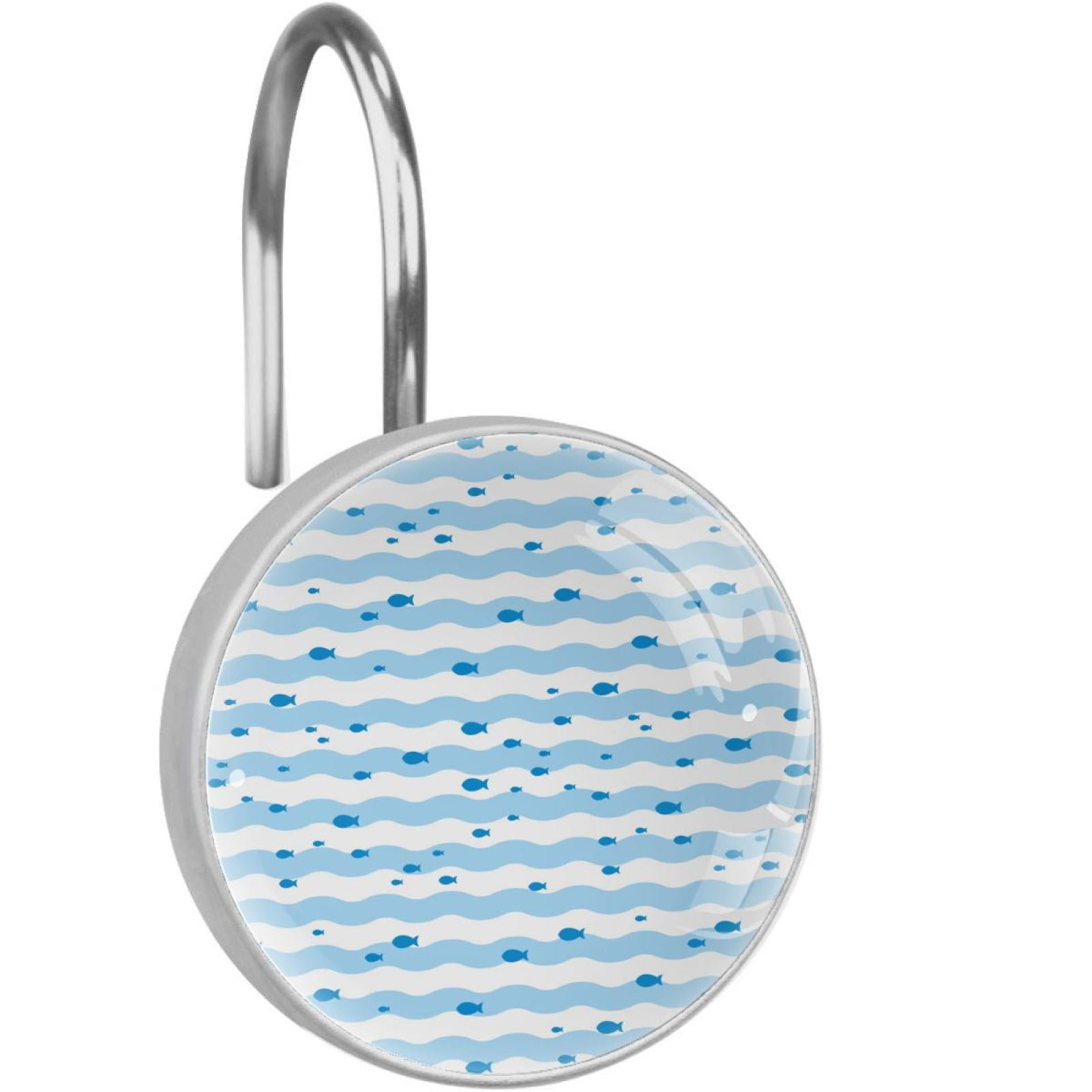 OWNTA Fish Stripe Blue Pattern 12-Pack Round Hooks, Stainless Steel ...