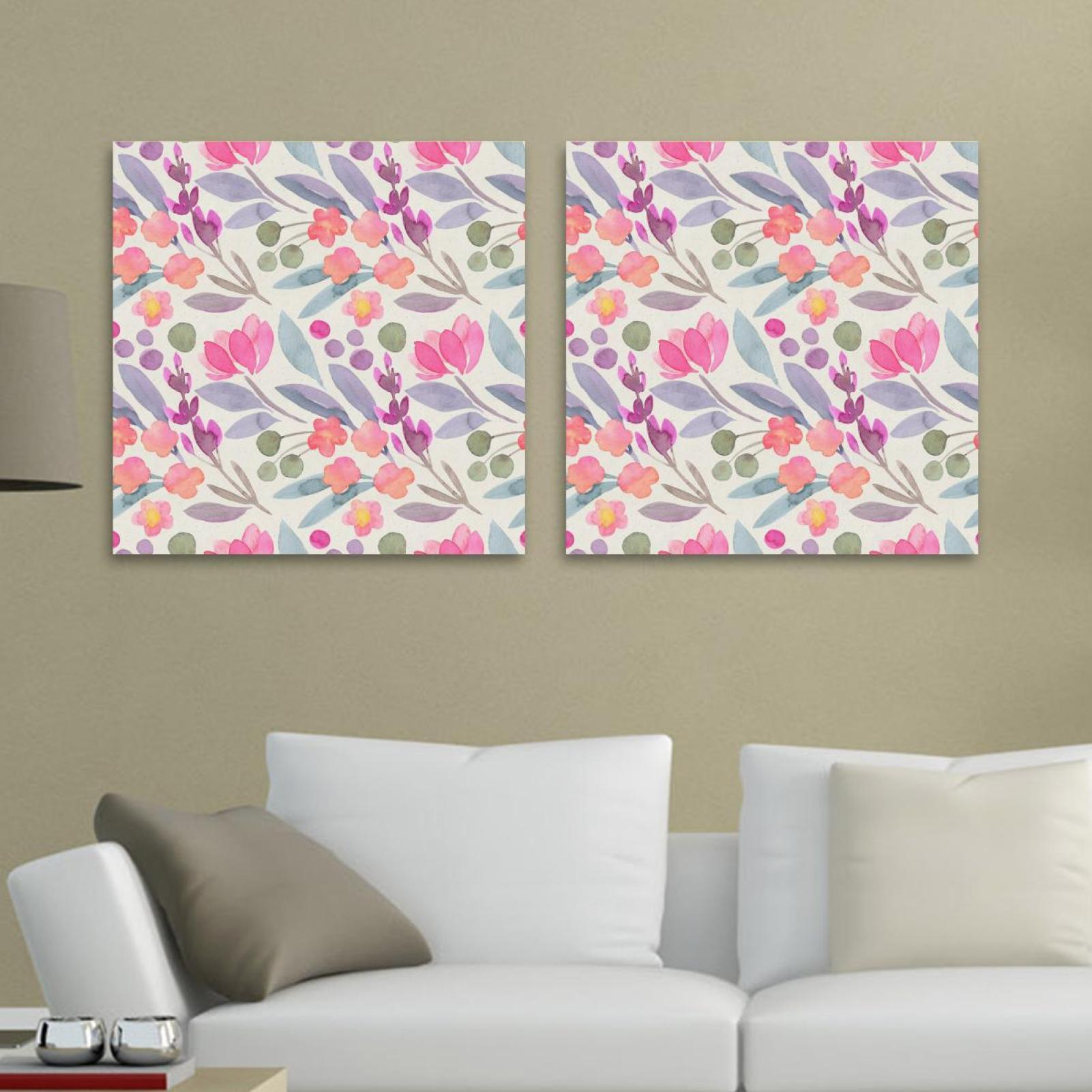 OWNTA Flowers (2) Pattern 2PC Canvas Wall Art Paintings for Living Room ...