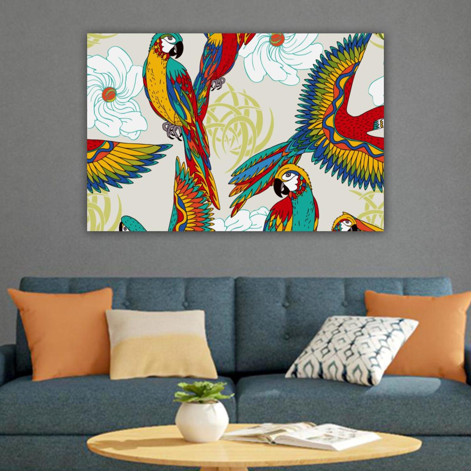 OWNTA Flying Beautiful Phoenix and Flower Pattern Canvas Wall Art ...
