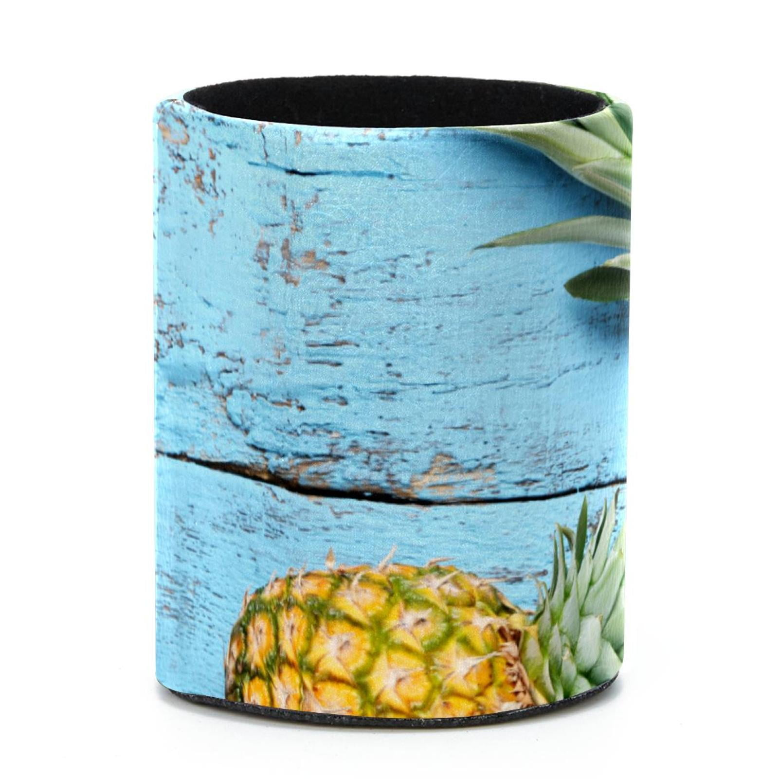 Ownta Fruit Pineapple Pattern Pvc Leather Cylinder Pen Holder Pencil