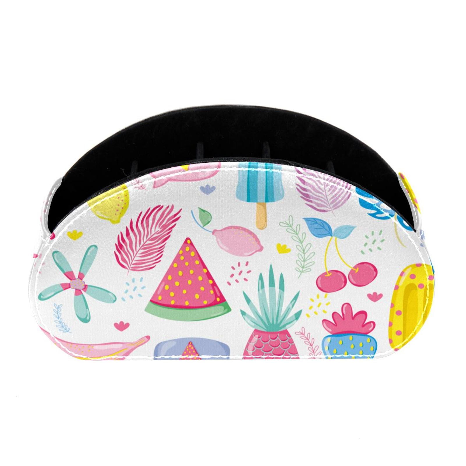 Ownta Fruits Pattern Pvc Leather Brush Holder With Five Compartments