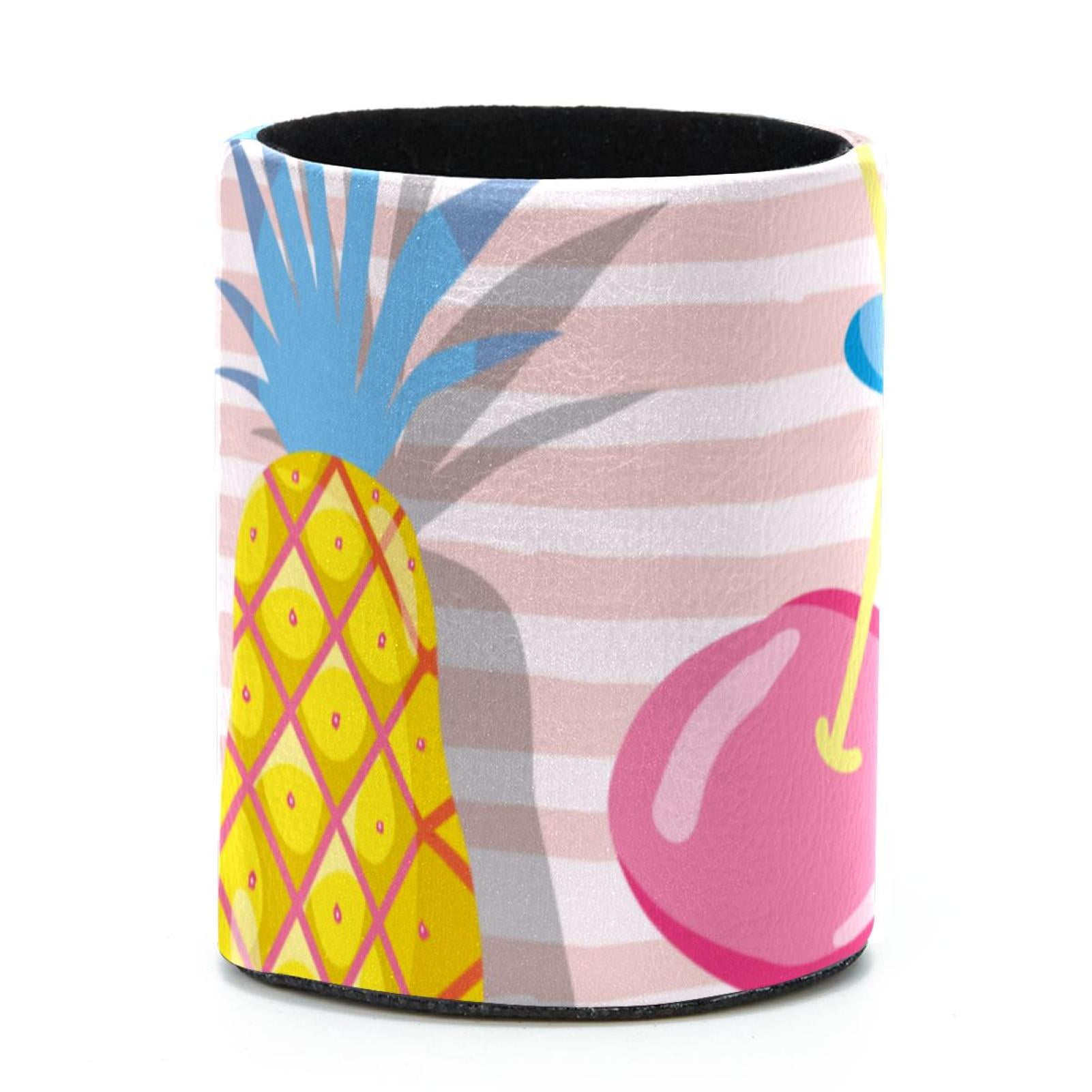 Ownta Fruits Pattern Pvc Leather Cylinder Pen Holder Pencil Organizer