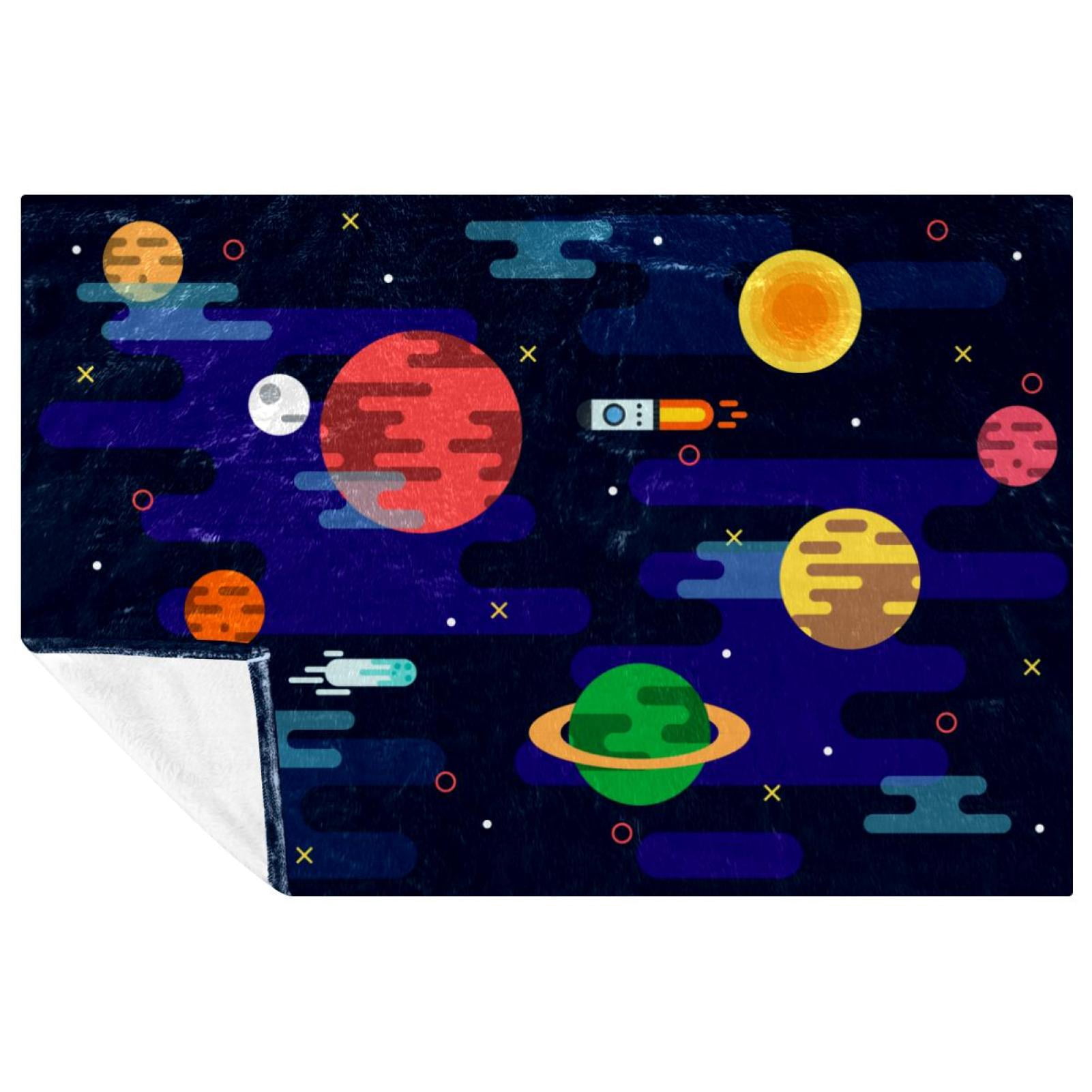 OWNTA Galaxy Space Rocket Planets Pattern Blanket Bliss: Custom ...