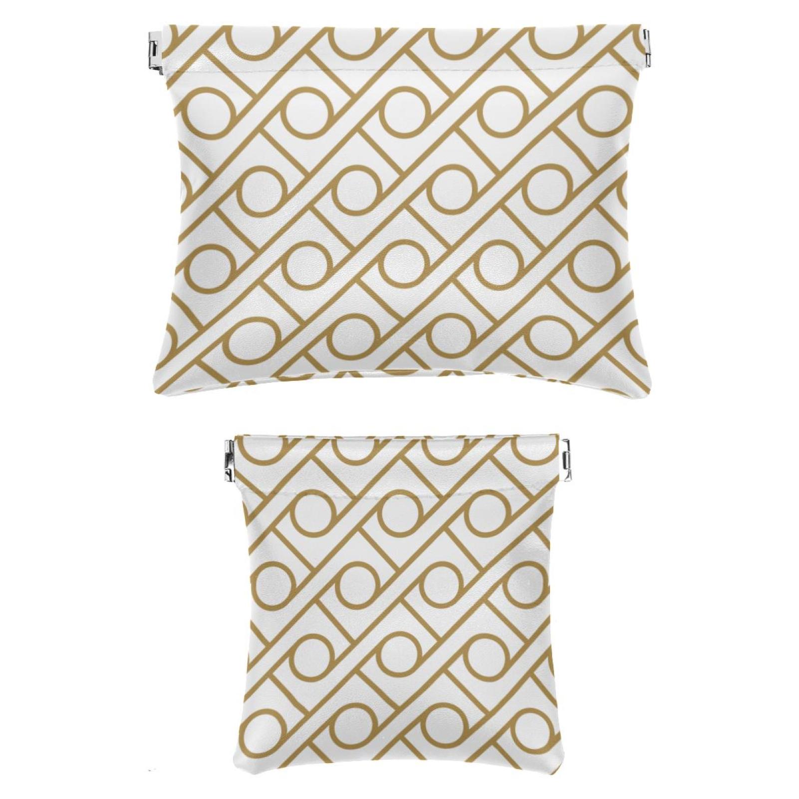 OWNTA Geometric Modern Pattern Portable 2-Pack PU Leather Makeup Bag ...