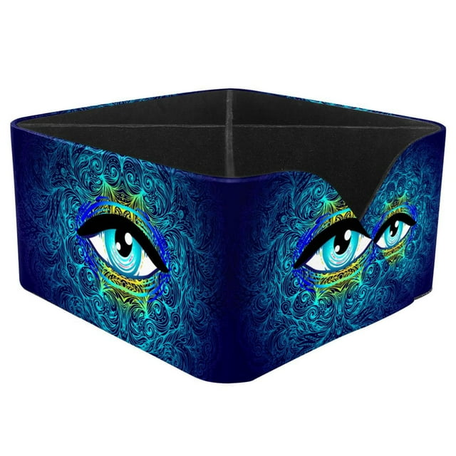 OWNTA Geometry Symbol Eye Blue Pattern Square Pencil Storage Case with ...