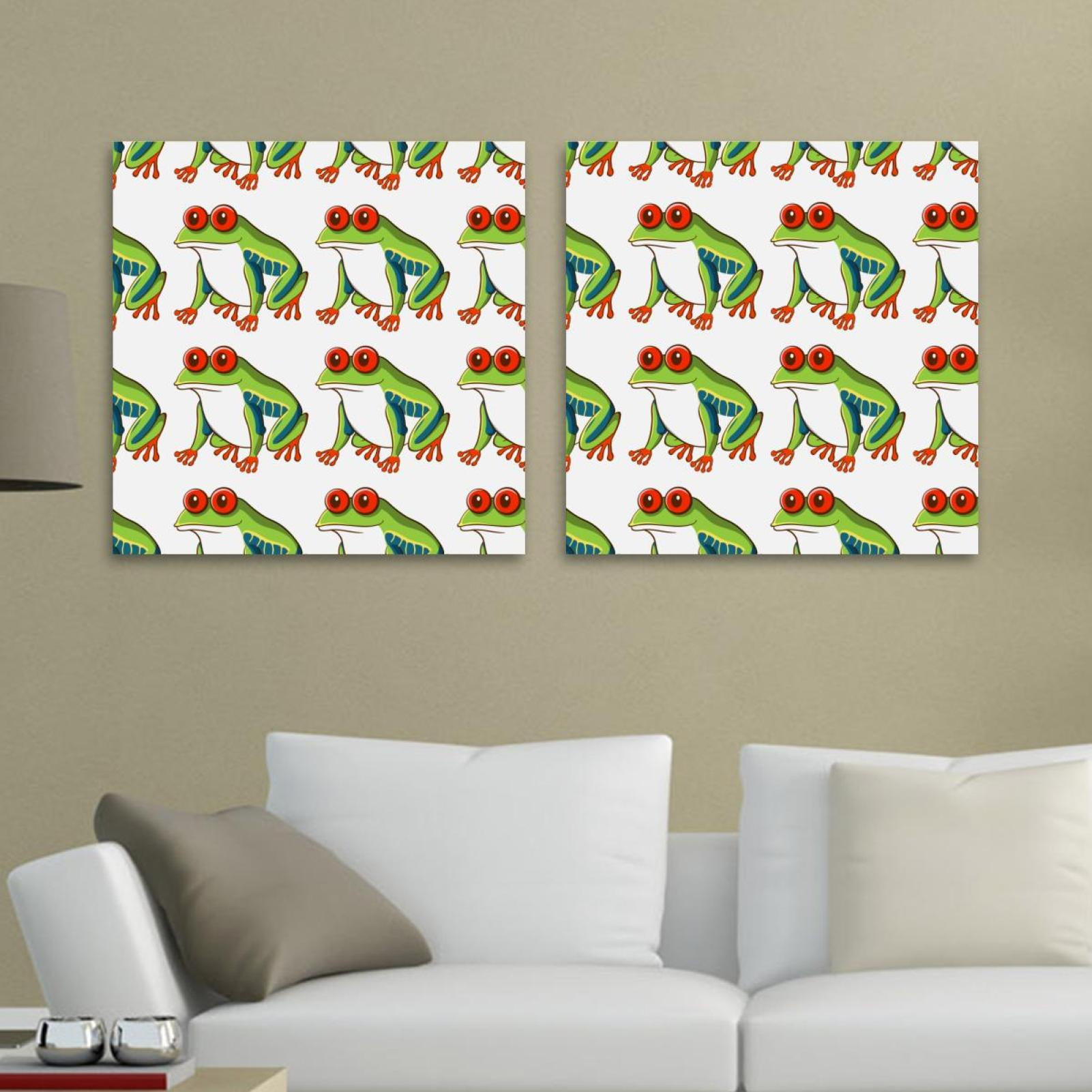 OWNTA Green Frog Design Pattern 2PC Canvas Wall Art Paintings for ...