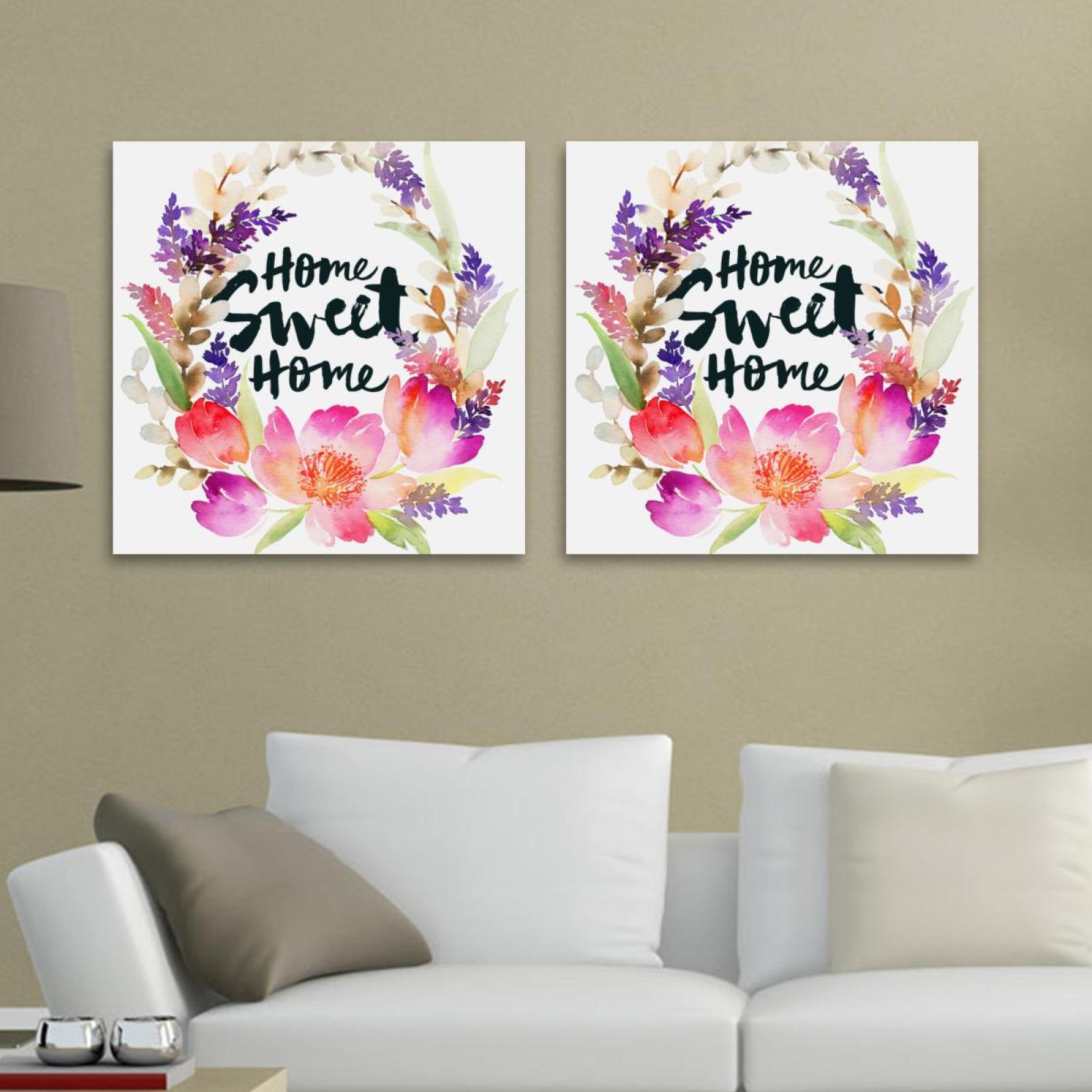 OWNTA Home Sweet Home Pattern 2PC Canvas Wall Art Paintings for Living ...