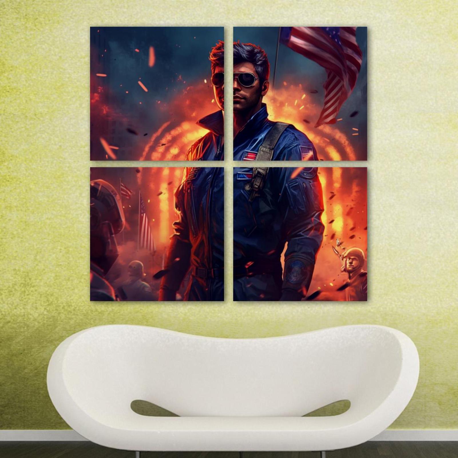 OWNTA Independence Day Bomber Pattern 4PC Canvas Wall Art Paintings for ...