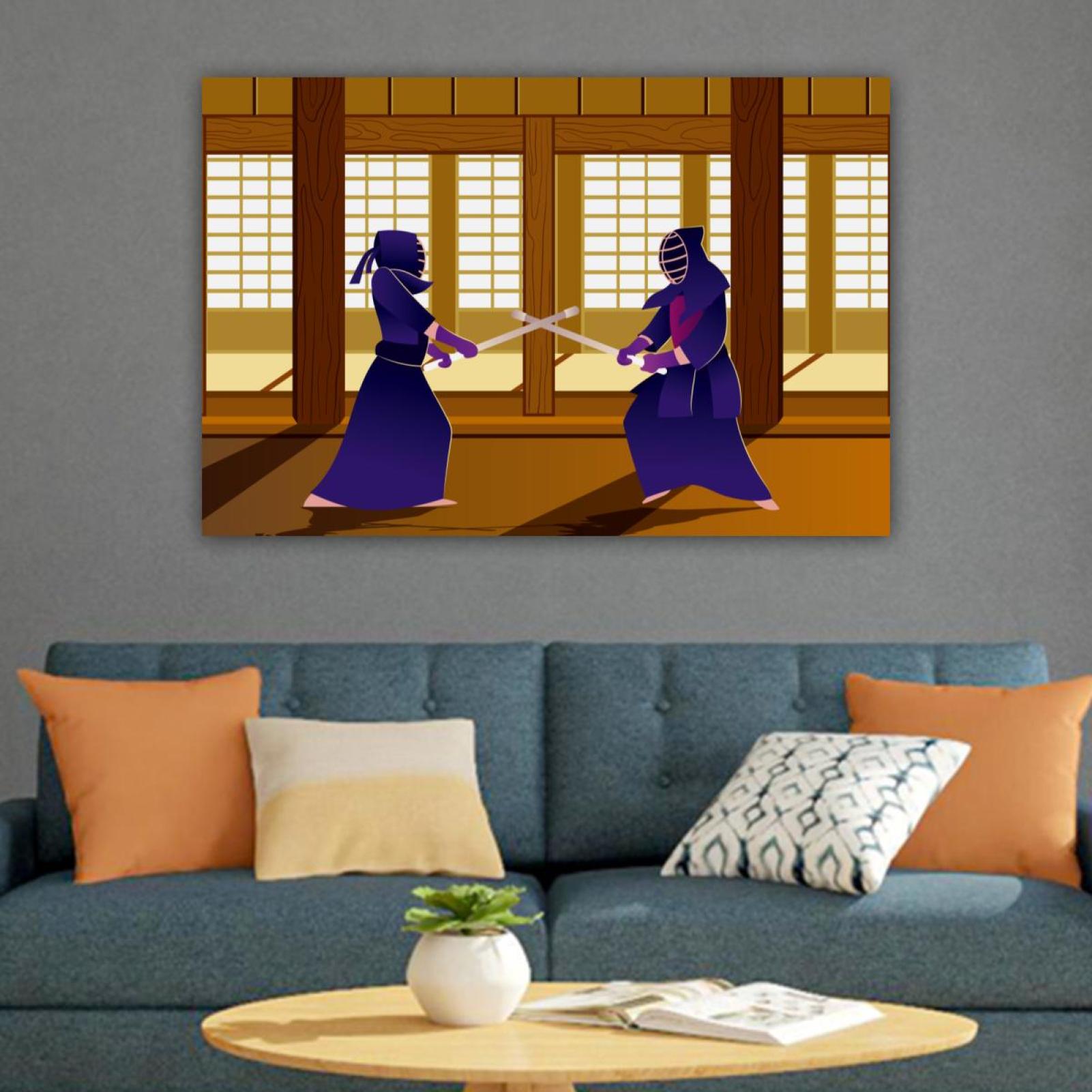 OWNTA Japanese Kendo Dojo Pattern Canvas Wall Art Paintings for Living ...