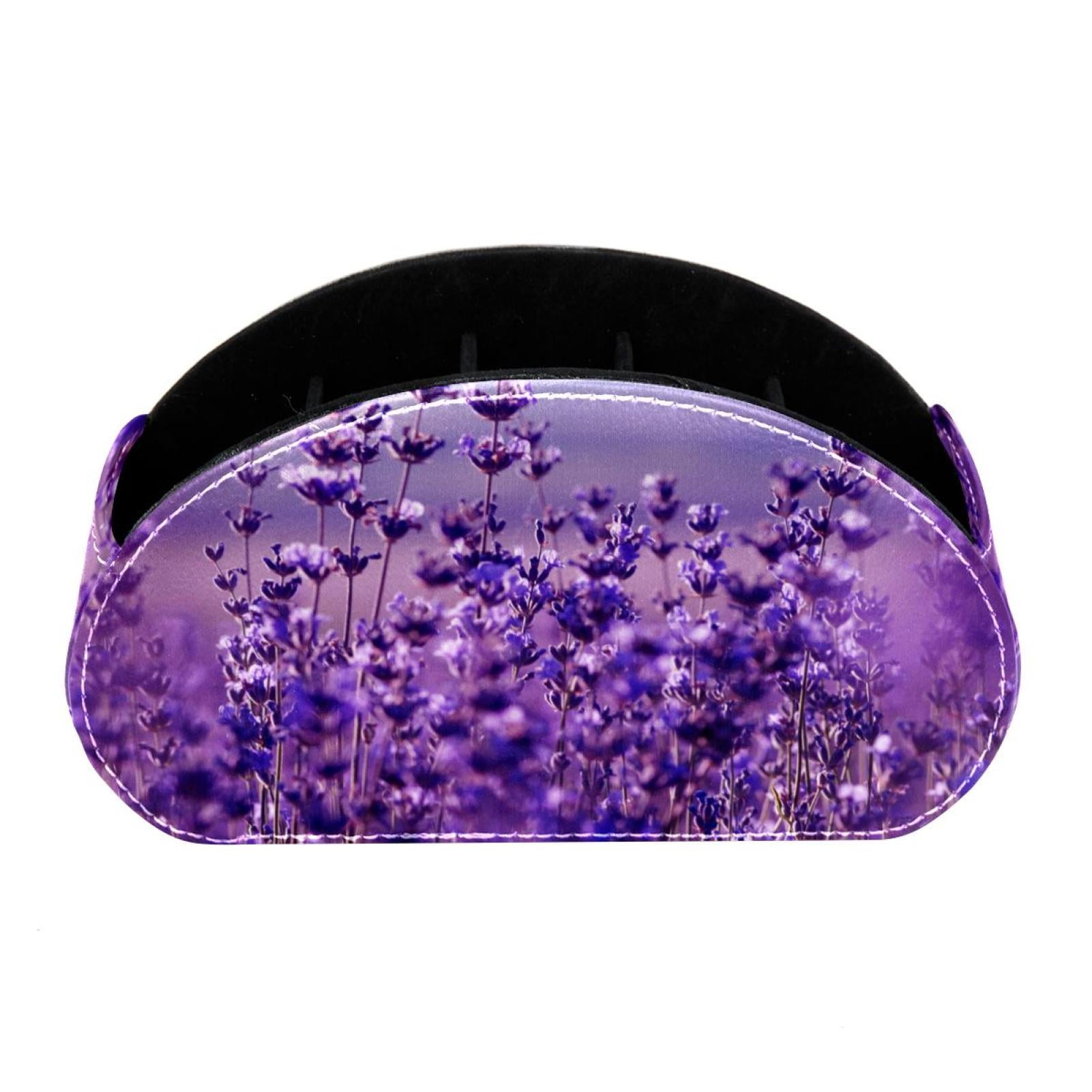 Ownta Lavender Pattern Pvc Leather Brush Holder With Five Compartments