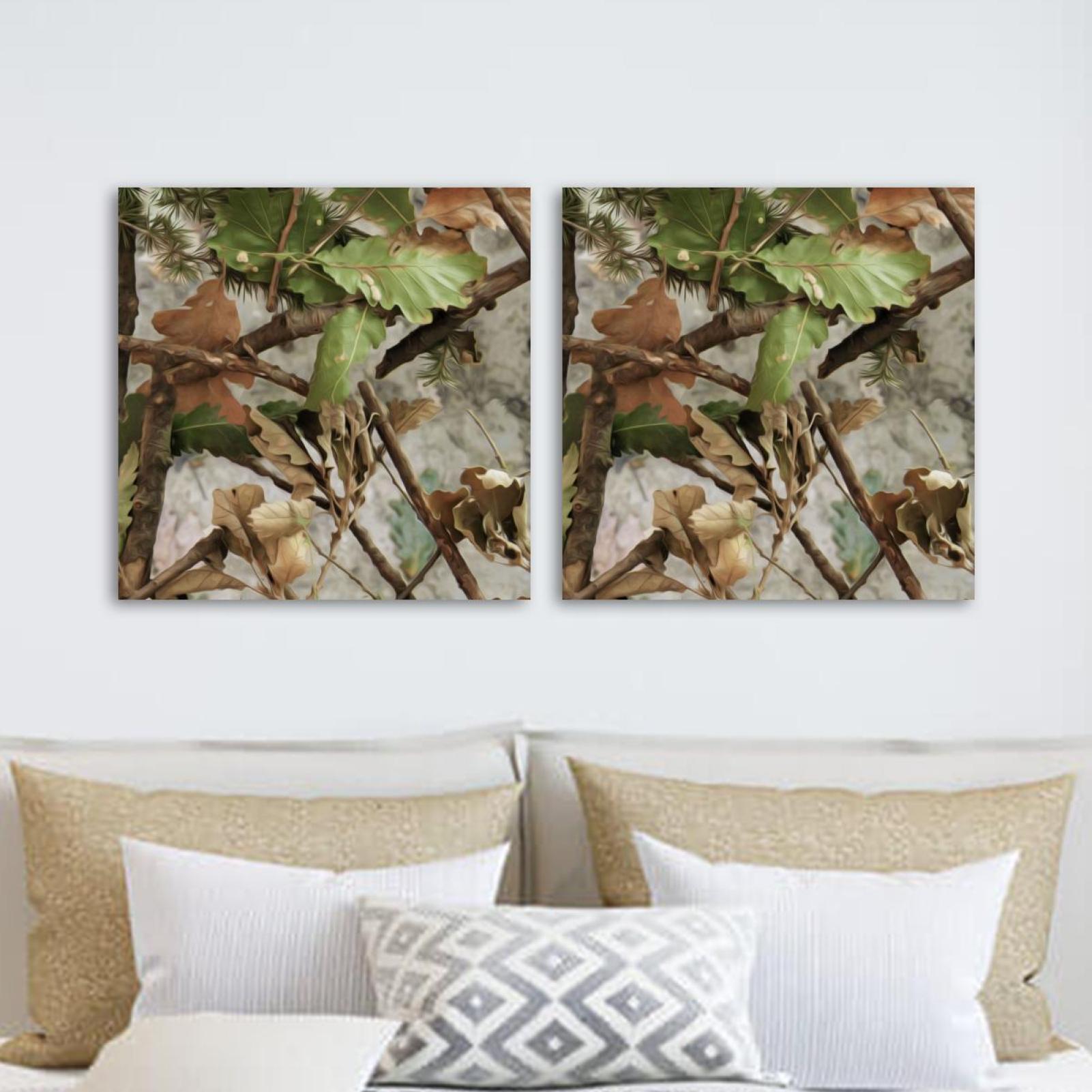 OWNTA Leaf Pattern 2PC Canvas Wall Art Paintings for Living Room ...
