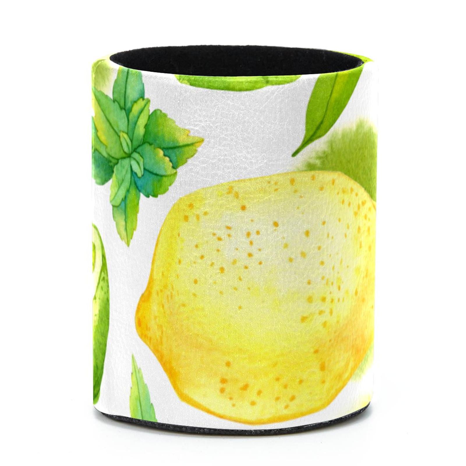 Ownta Lemon Fruits Pattern Pvc Leather Cylinder Pen Holder Pencil