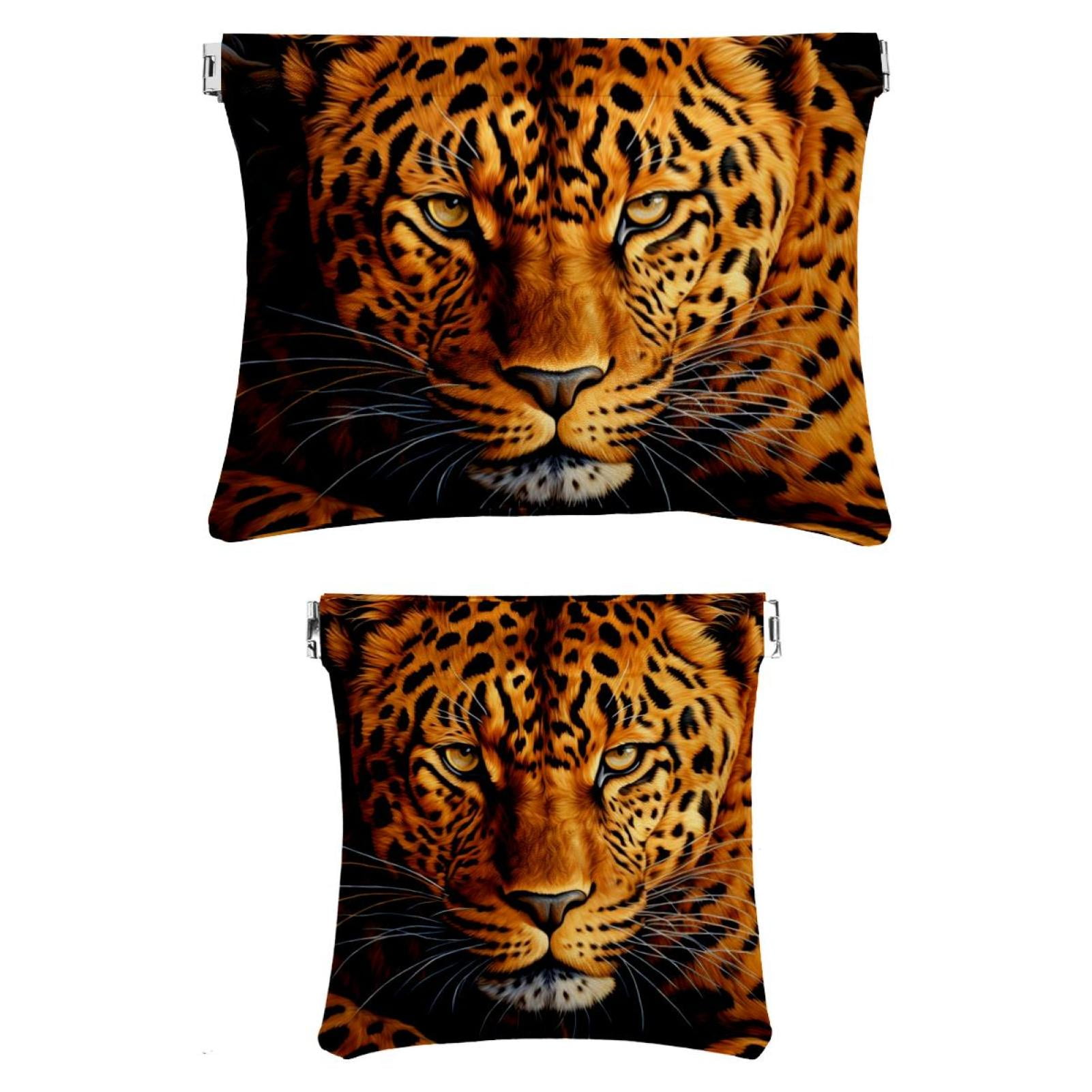 Ownta Leopard Pattern Portable 2 Pack Pu Leather Makeup Bag Set With