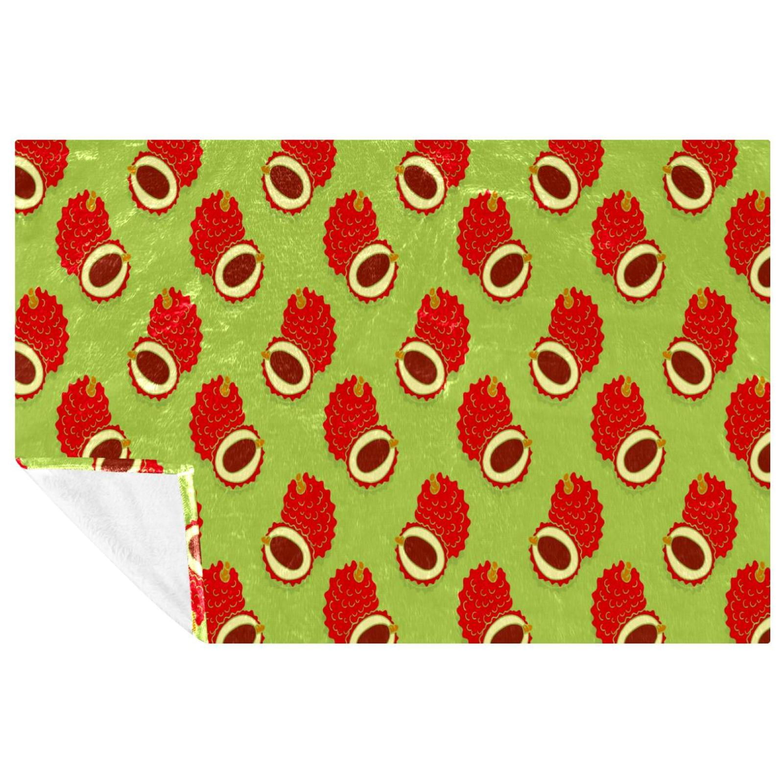 Ownta Lychee Fruits Pattern Green Background Pattern Blanket Bliss