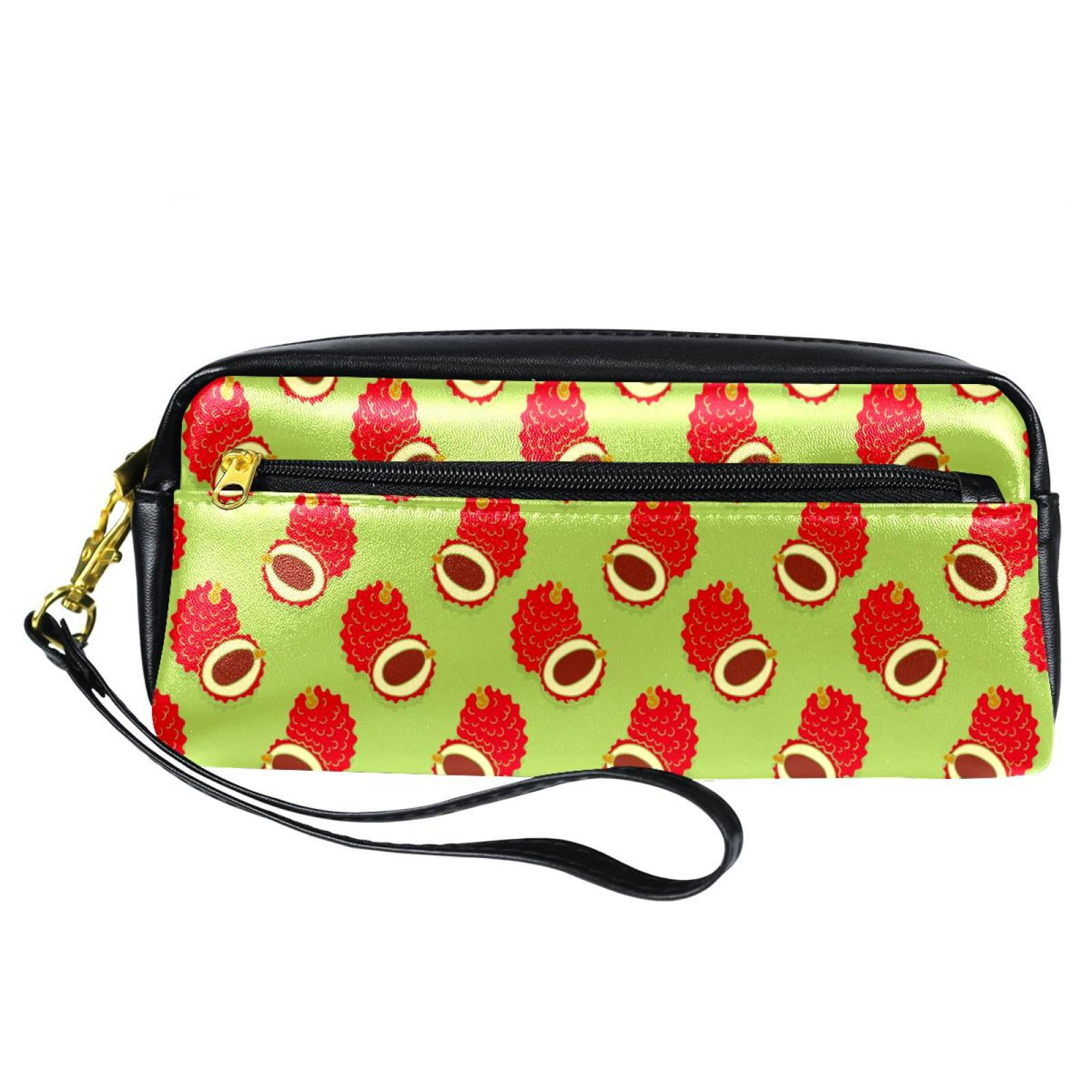 Ownta Lychee Fruits Pattern Green Background Pattern Stylish Pu Leather