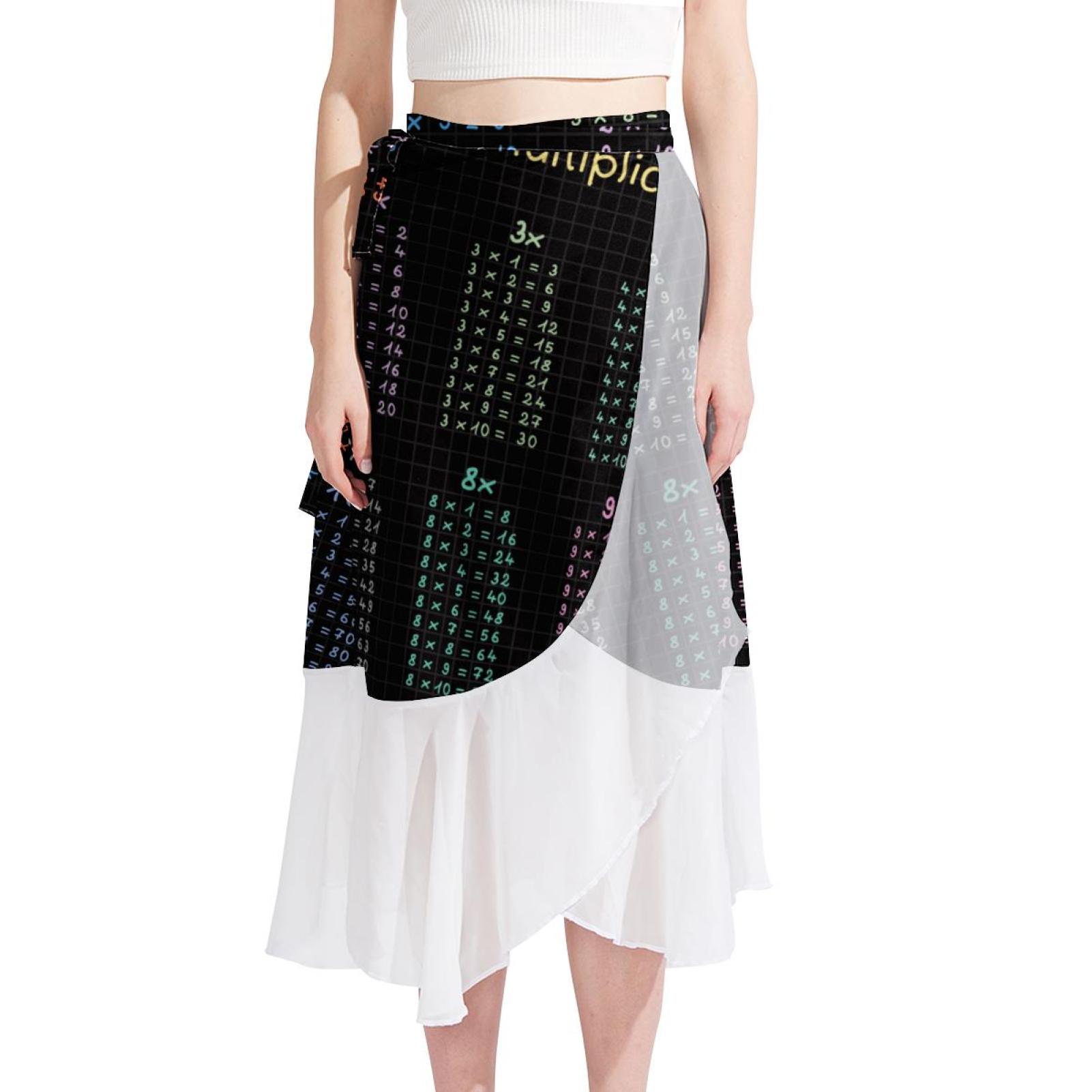 OWNTA Multiplication Tables Black Pattern Stunning Chiffon Beach Skirts ...