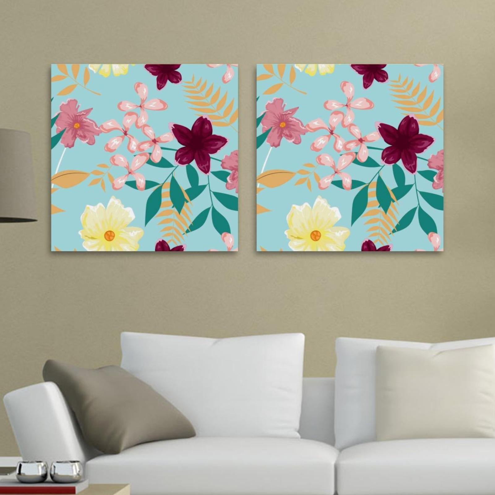 OWNTA Nature Flower Pattern 2PC Canvas Wall Art Paintings for Living ...