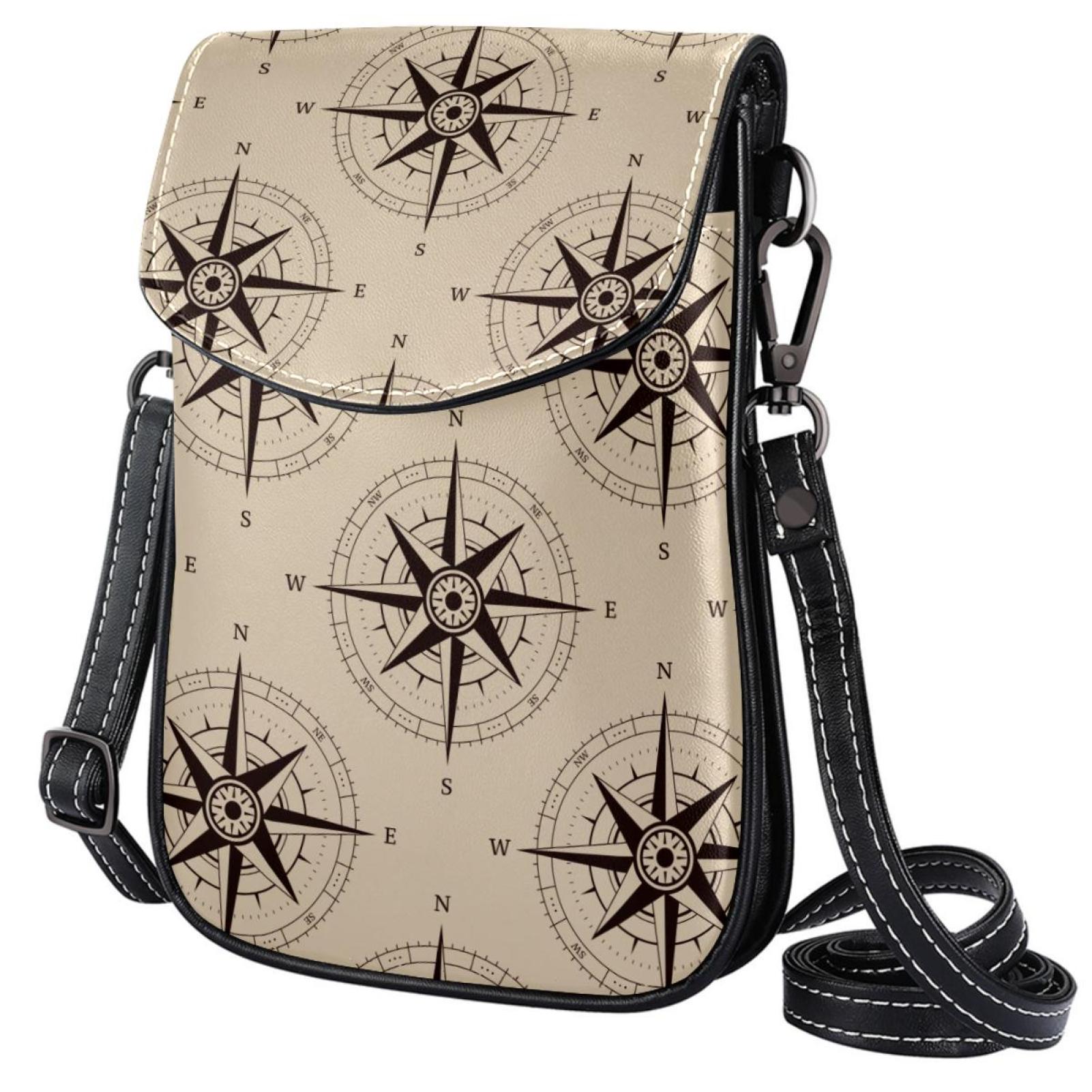 OWNTA Nautical Navigation Compass Retro Pattern Diagonal Leather Phone ...