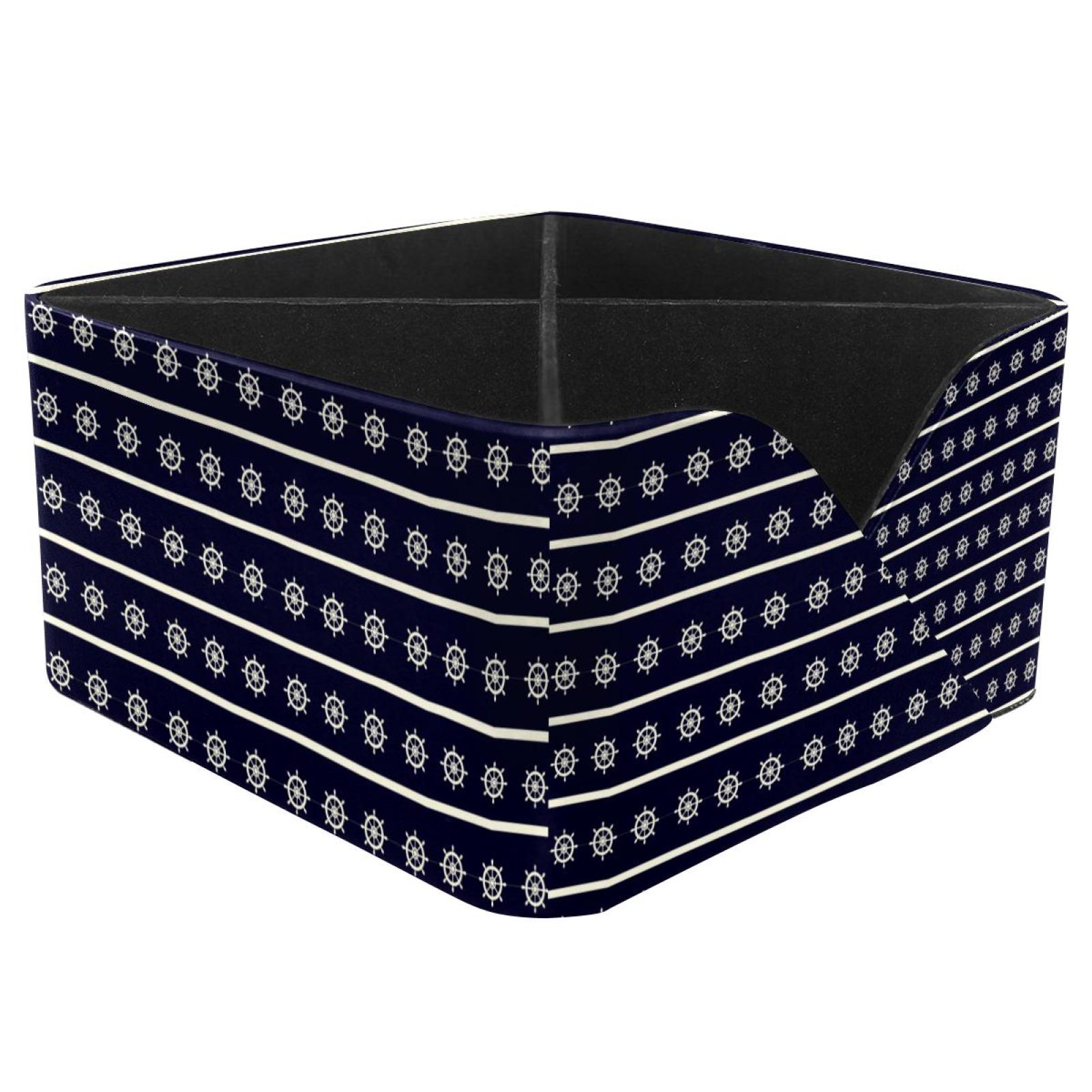 OWNTA Nautical Rudder Stripe Pattern Square Pencil Storage Case with 4 ...