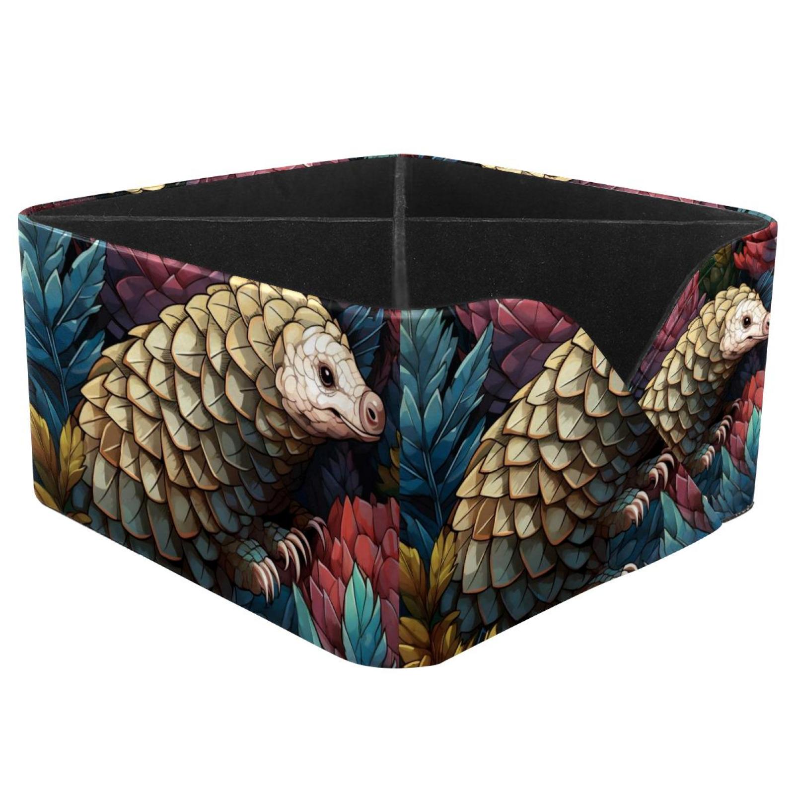 OWNTA Pangolin Pattern Square Pencil Storage Case with 4 Compartments ...